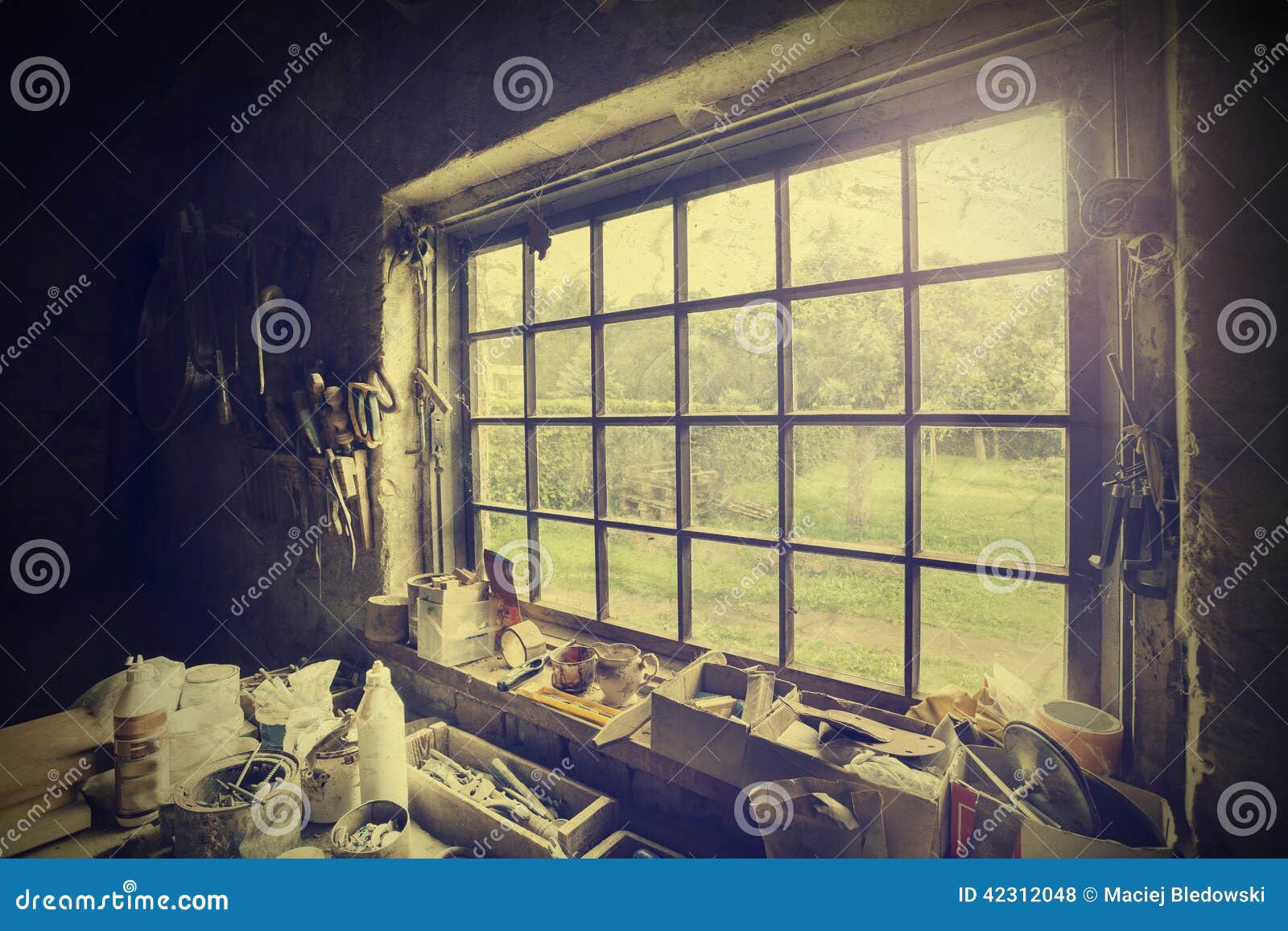 Window in Carpenter S Workshop, Vintage Style. Stock Photo - Image of ...