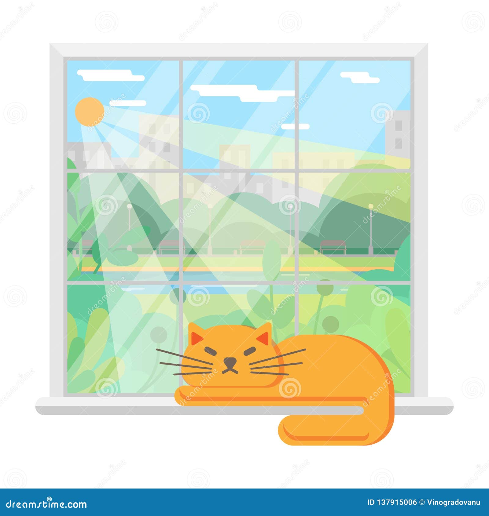Window and Cat. Vector Image. Isolated Image Stock Vector ...