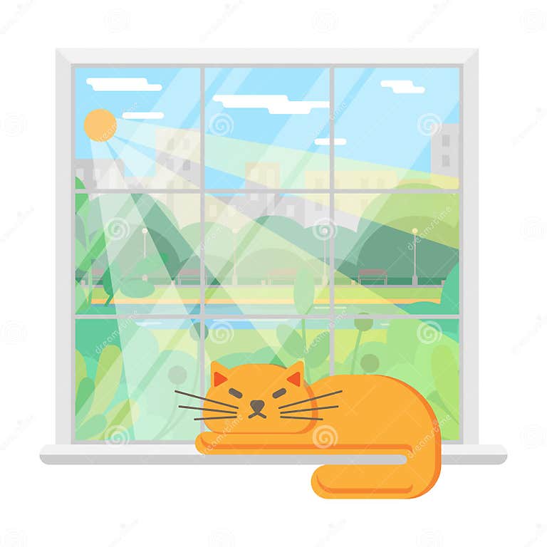 Window and Cat. Vector Image. Isolated Image Stock Vector ...
