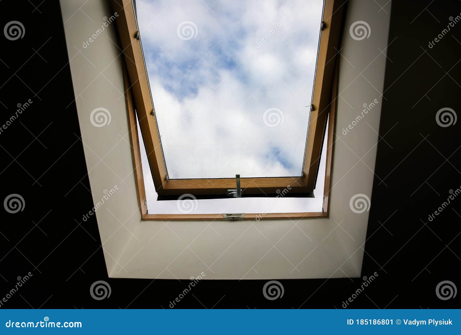Window in the Ceiling. Blue Sky with Clouds Stock Image - Image of ...