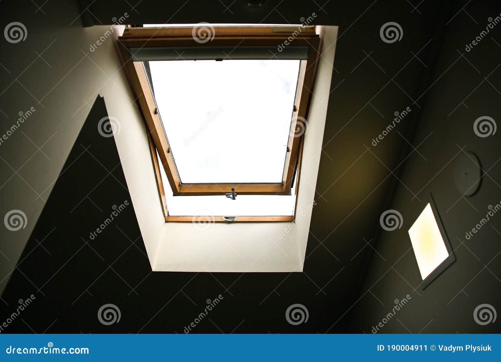 Window in the Ceiling. Blue Sky with Clouds Stock Image - Image of ...