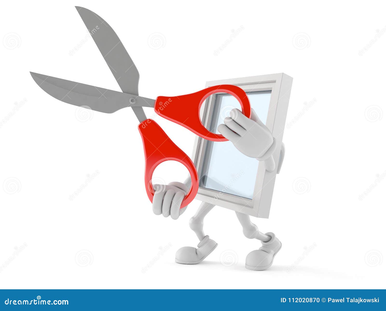 Window Character Holding Scissors Stock Illustration - Illustration of ...