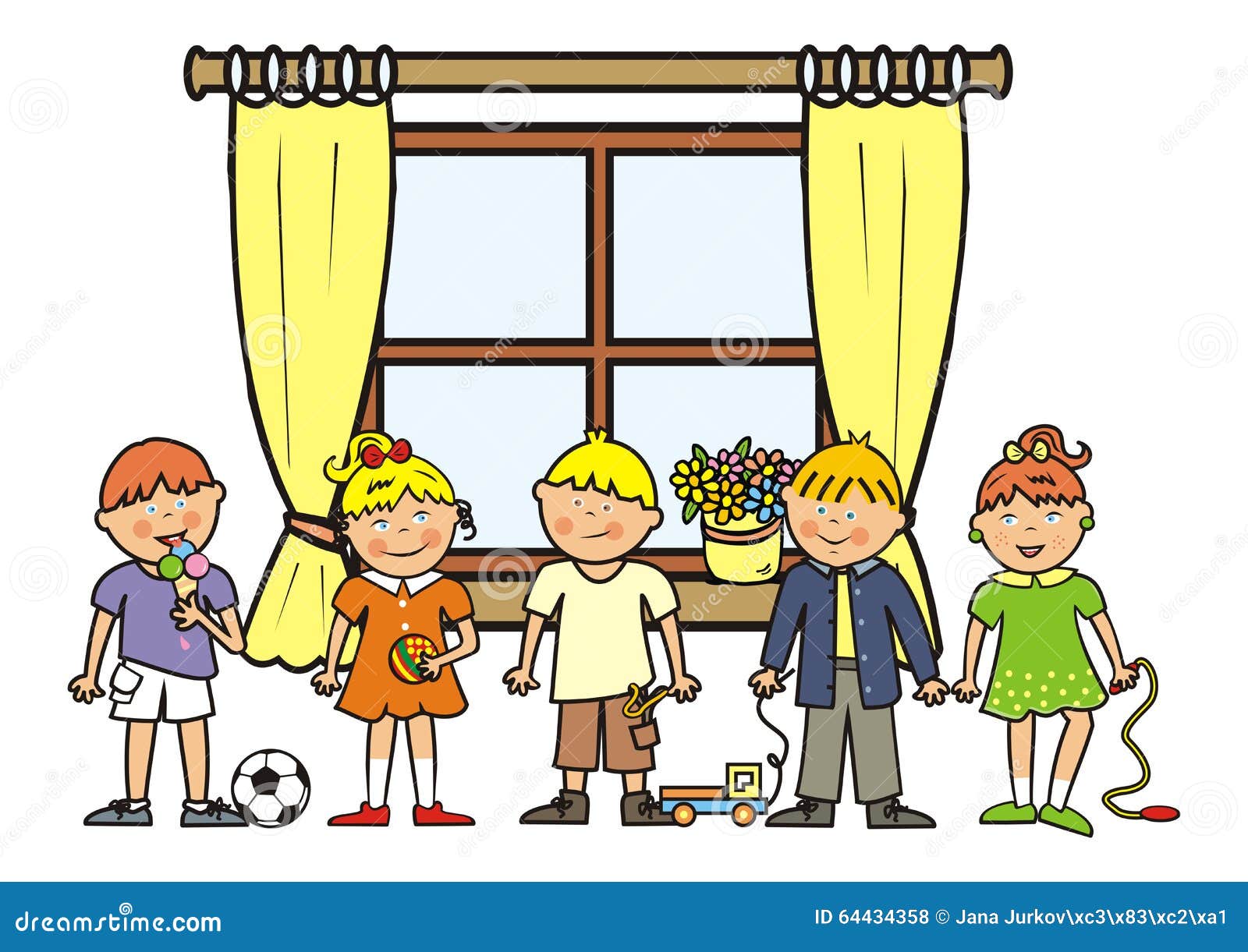 Window and Children, Kindergarten, Nursery, Eps. Stock Vector ...