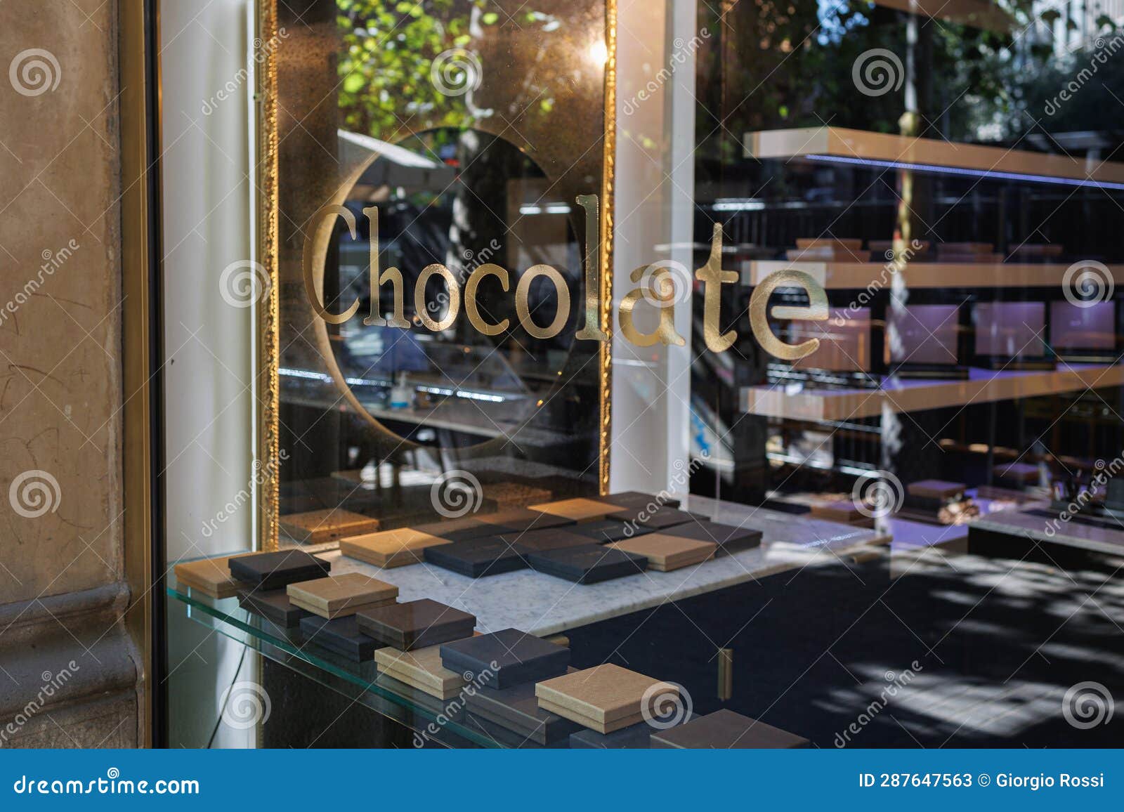 Window of a Chocolate Shop Displaying Boxes Containing Chocolate for ...
