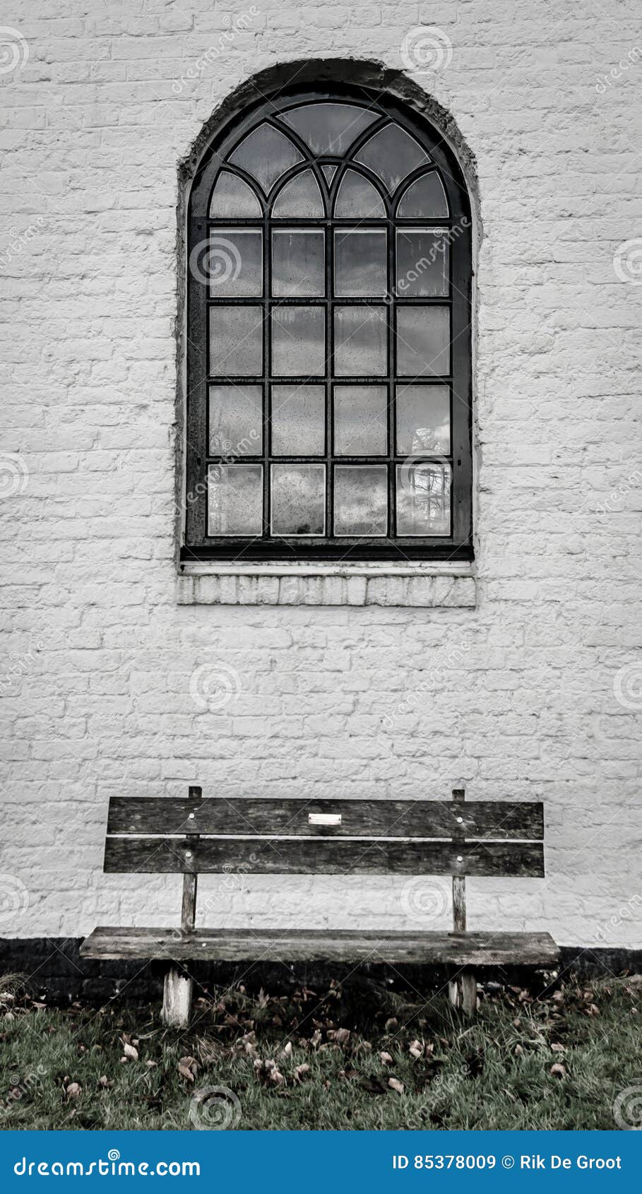 Window of the Church and a Bench Stock Image - Image of summer, white ...