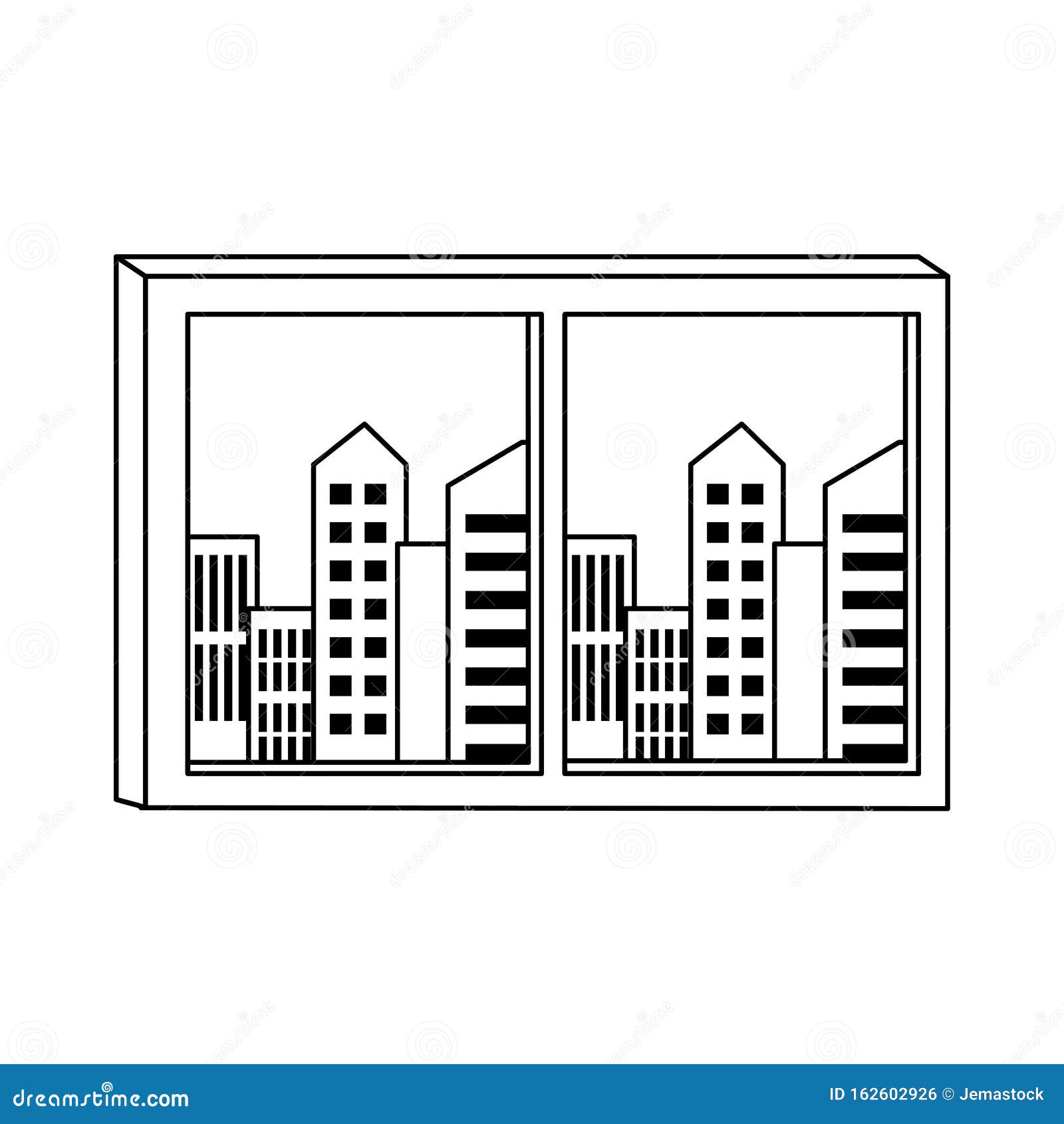 Window with City Buildings View, Flat Design Stock Vector ...