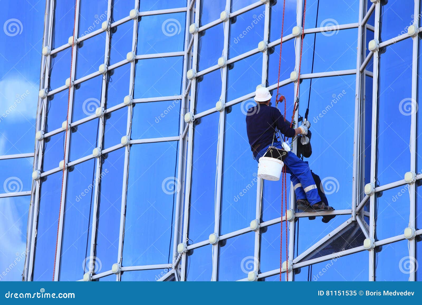 Window Cleaner on the Facade of the Building Editorial Image - Image of ...
