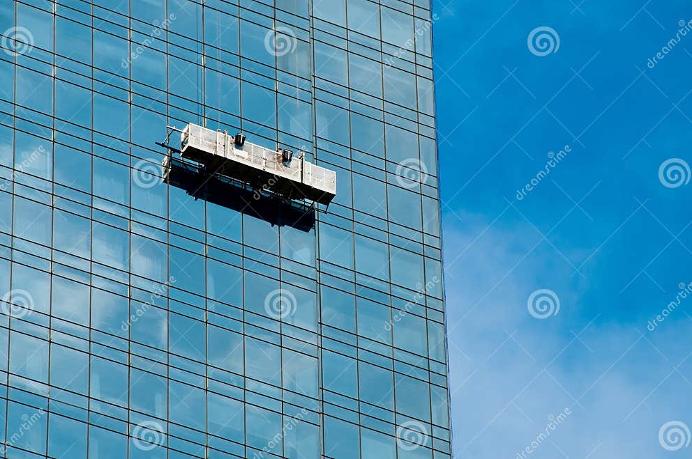 Window Cleaner in a Gondola Cleaning the Windows Stock Image - Image of ...
