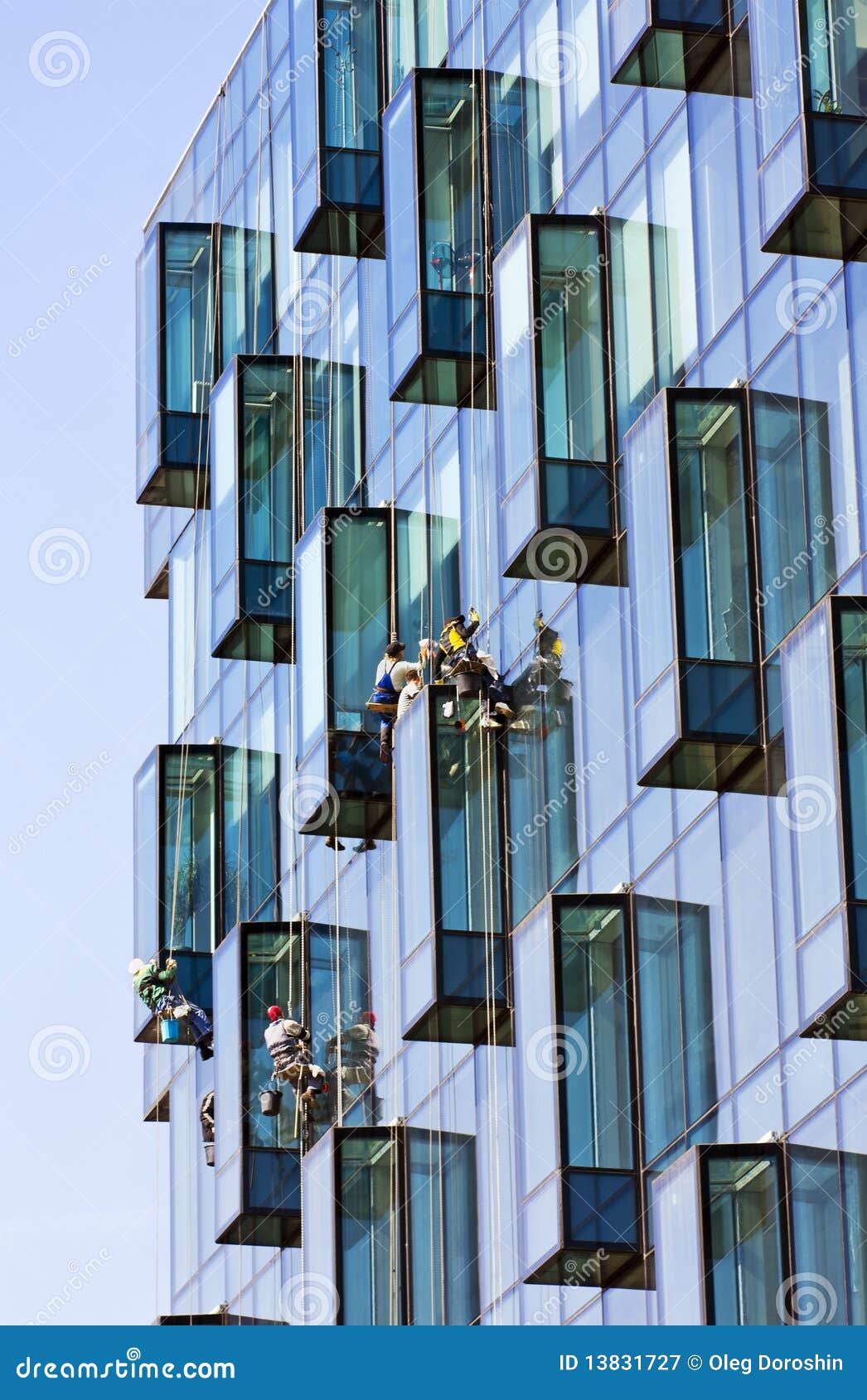 Window Cleaner and Reflection Stock Image - Image of hanging, bucket ...