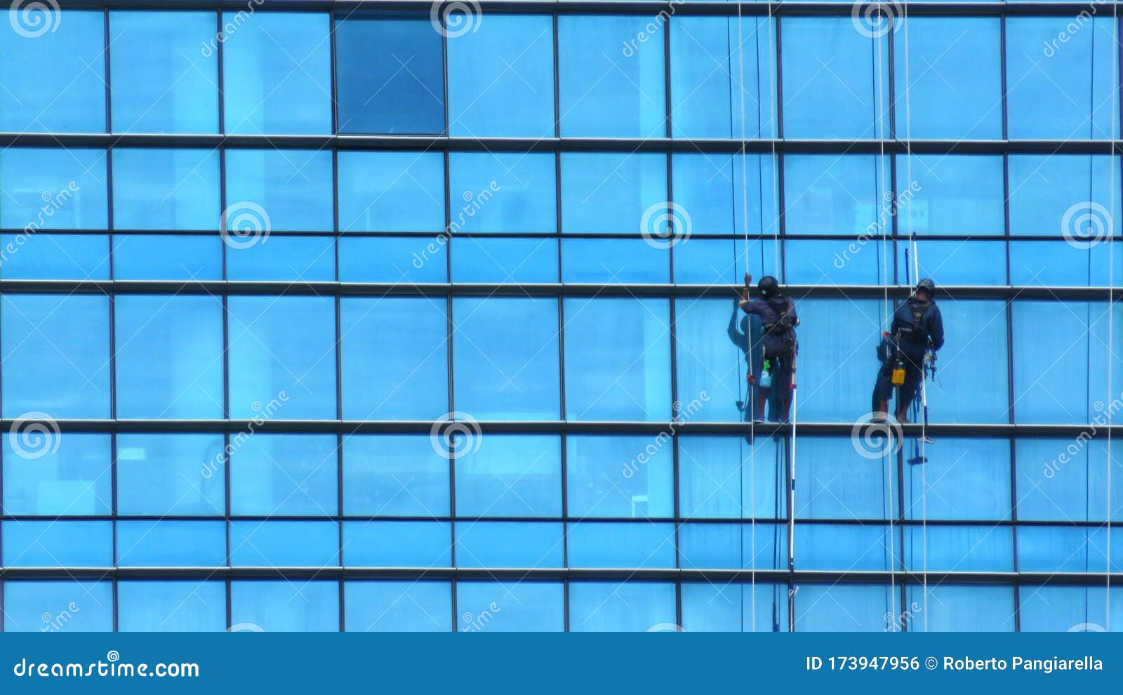 Window Cleaner at Work on the Skyscraper Stock Photo - Image of window ...