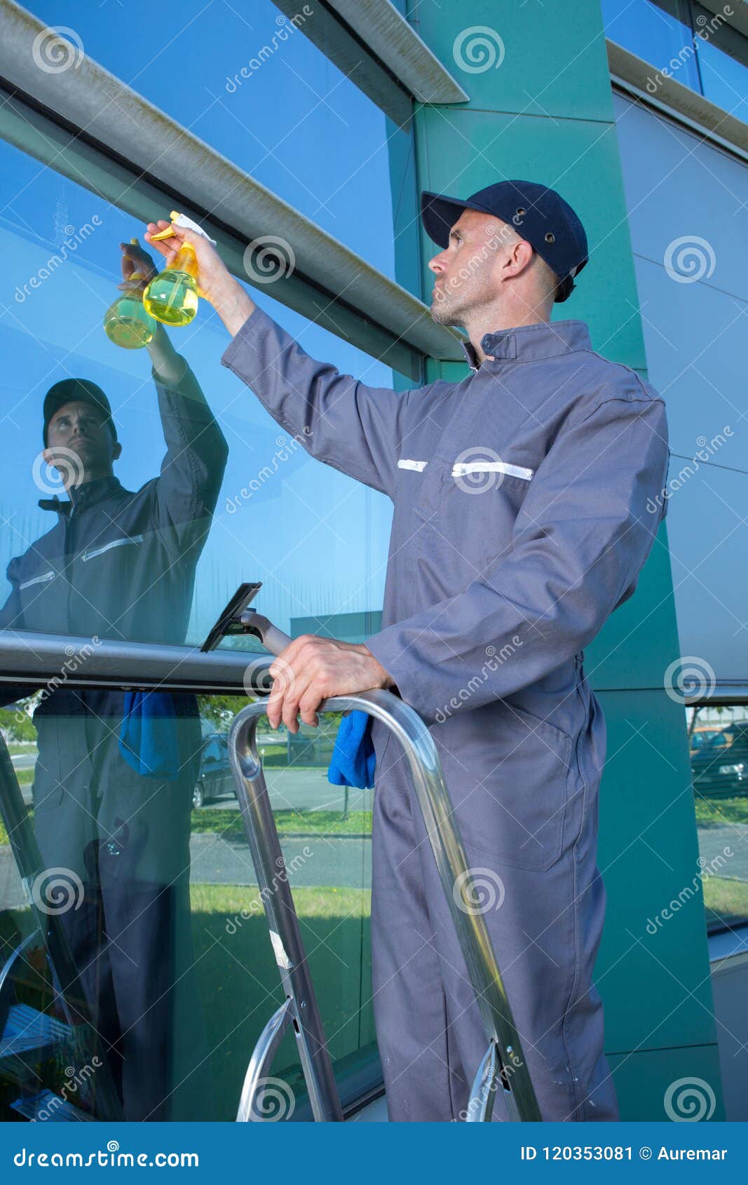 Window Cleaner Works on High Rise Building Stock Image - Image of urban ...