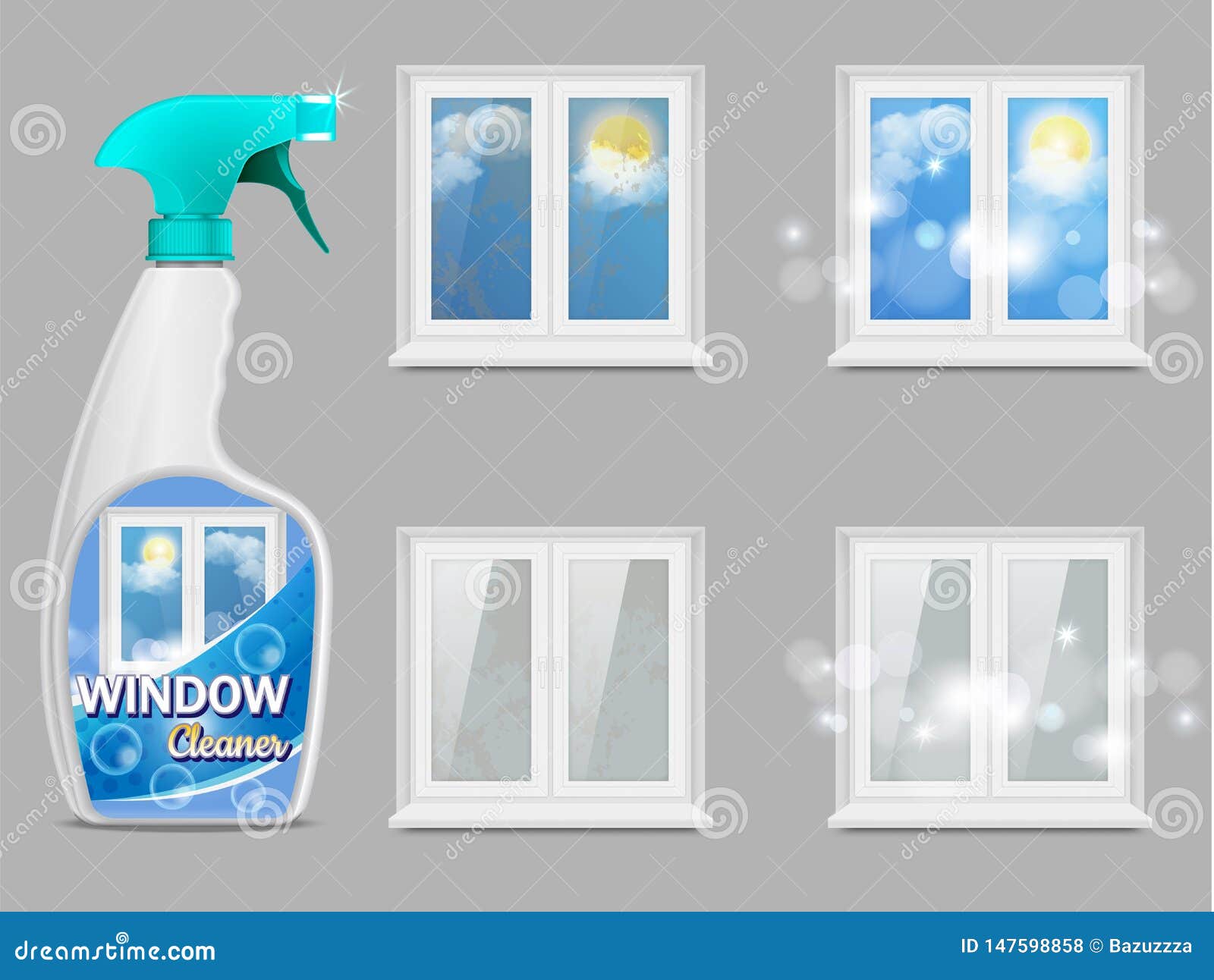 Window Cleaning Detergent, Vector 3d Realistic Illustration Stock ...