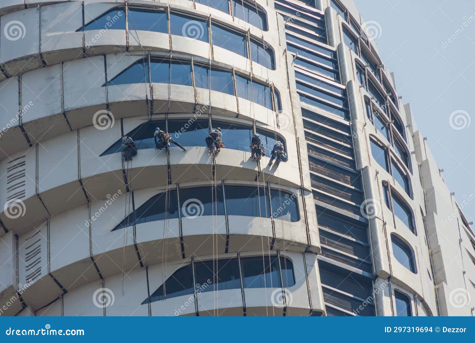 Window Cleaning by Industrial Climbers on the Tallest Tower Stock Photo ...