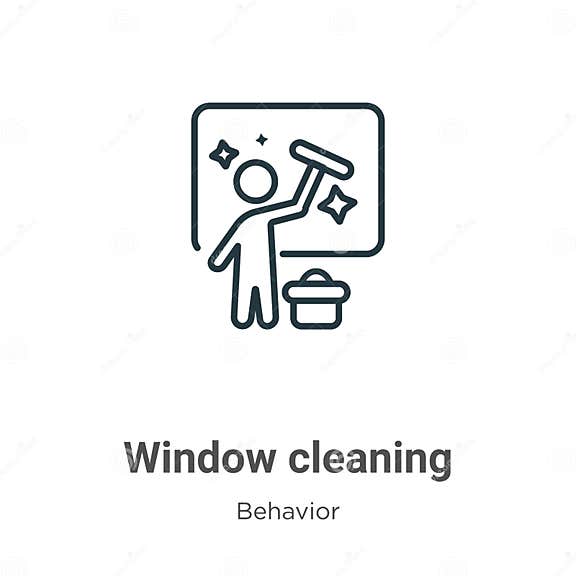 Window Cleaning Outline Vector Icon. Thin Line Black Window Cleaning ...