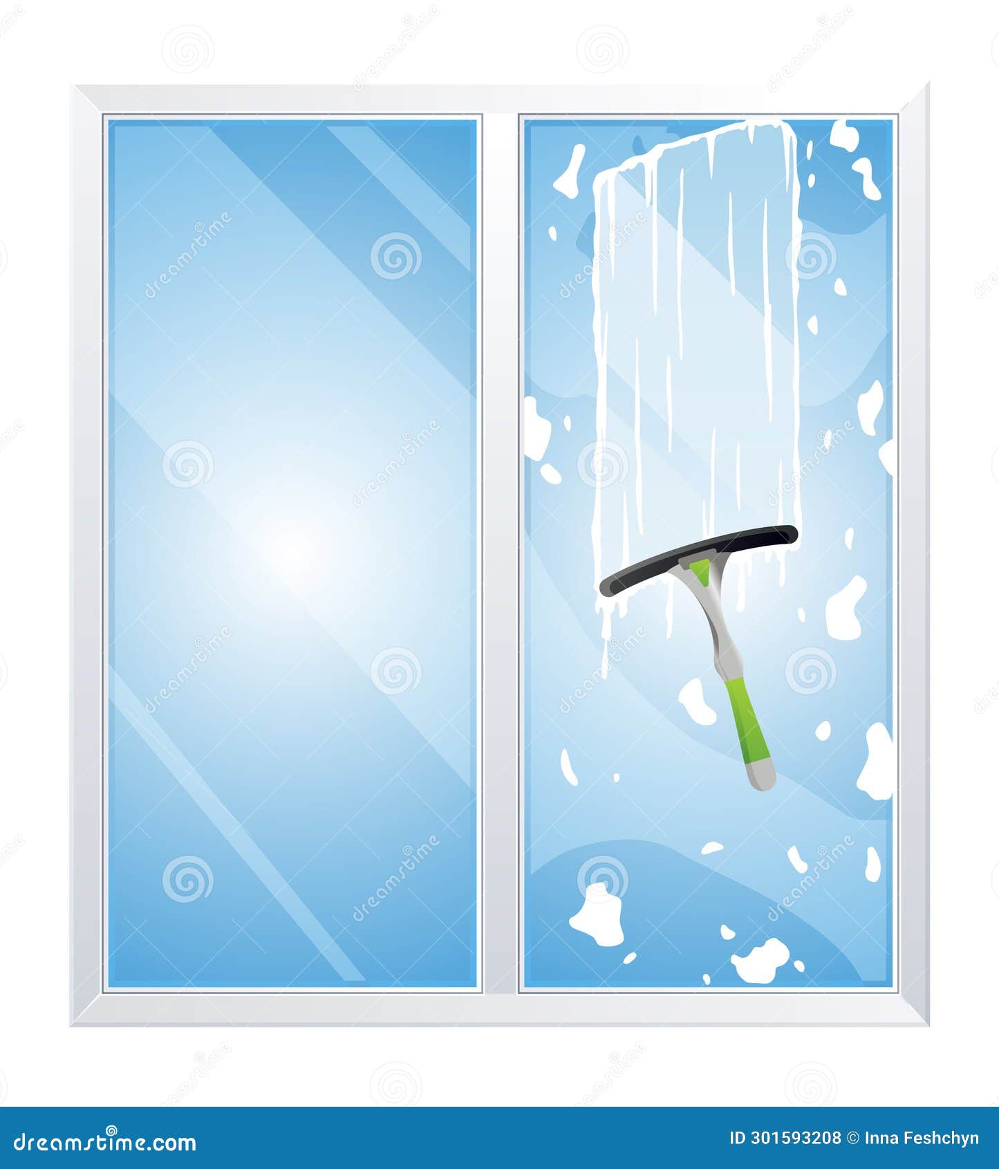 Window Cleaning Service Concept with Glass Scraper and Spray Vector ...