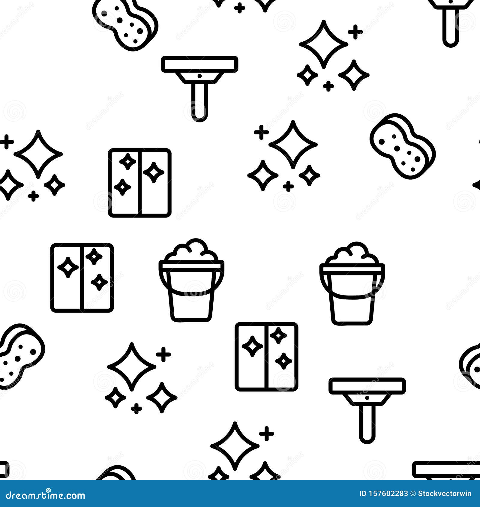 Window Cleaning Vector Seamless Pattern Stock Vector - Illustration of ...