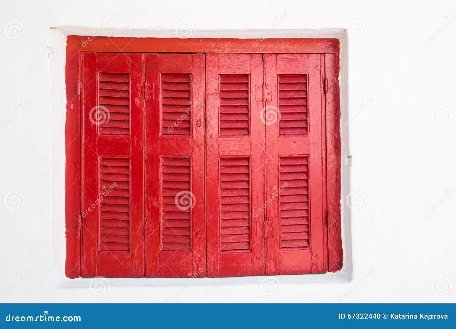 Window with Closed Red Shutter Stock Photo - Image of color, background ...