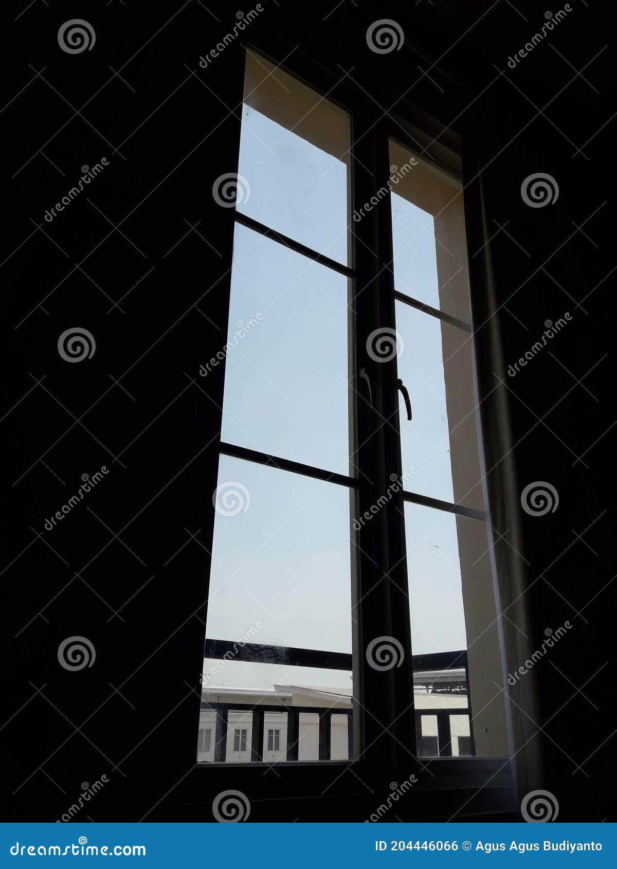 The window in cloudy stock photo. Image of black, wood - 204446066