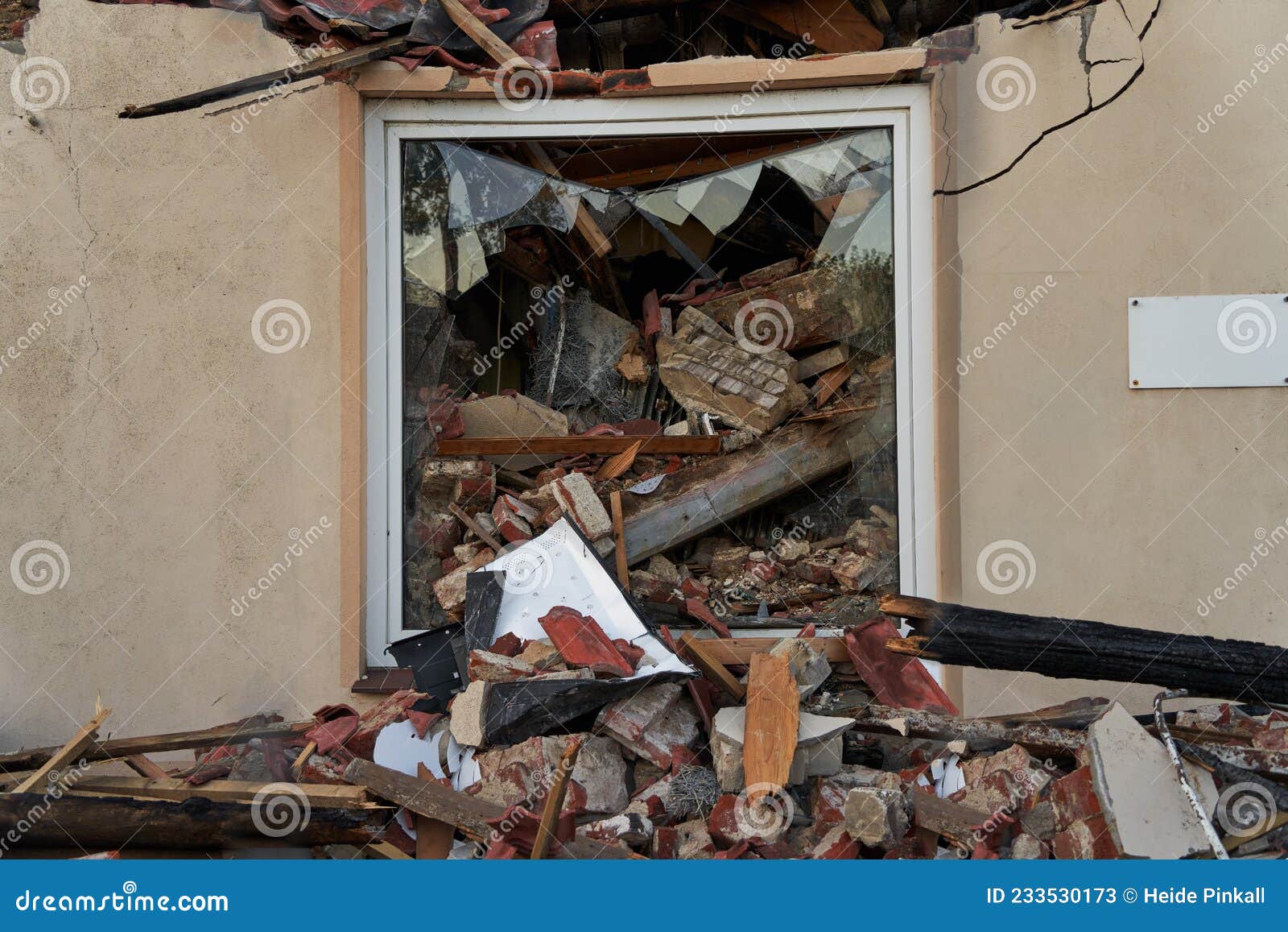 Window of a Collapsed House after a Fire Stock Image - Image of fire ...