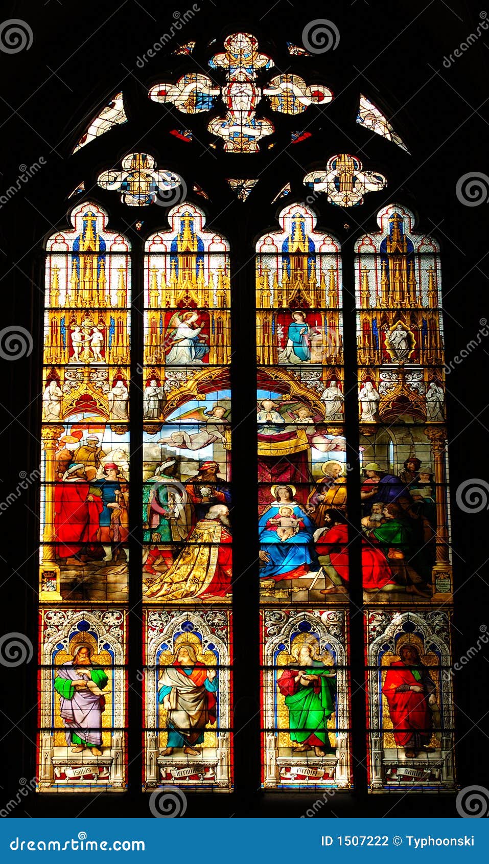 Window in Cologne Cathedral Stock Photo - Image of gothic, catholic ...