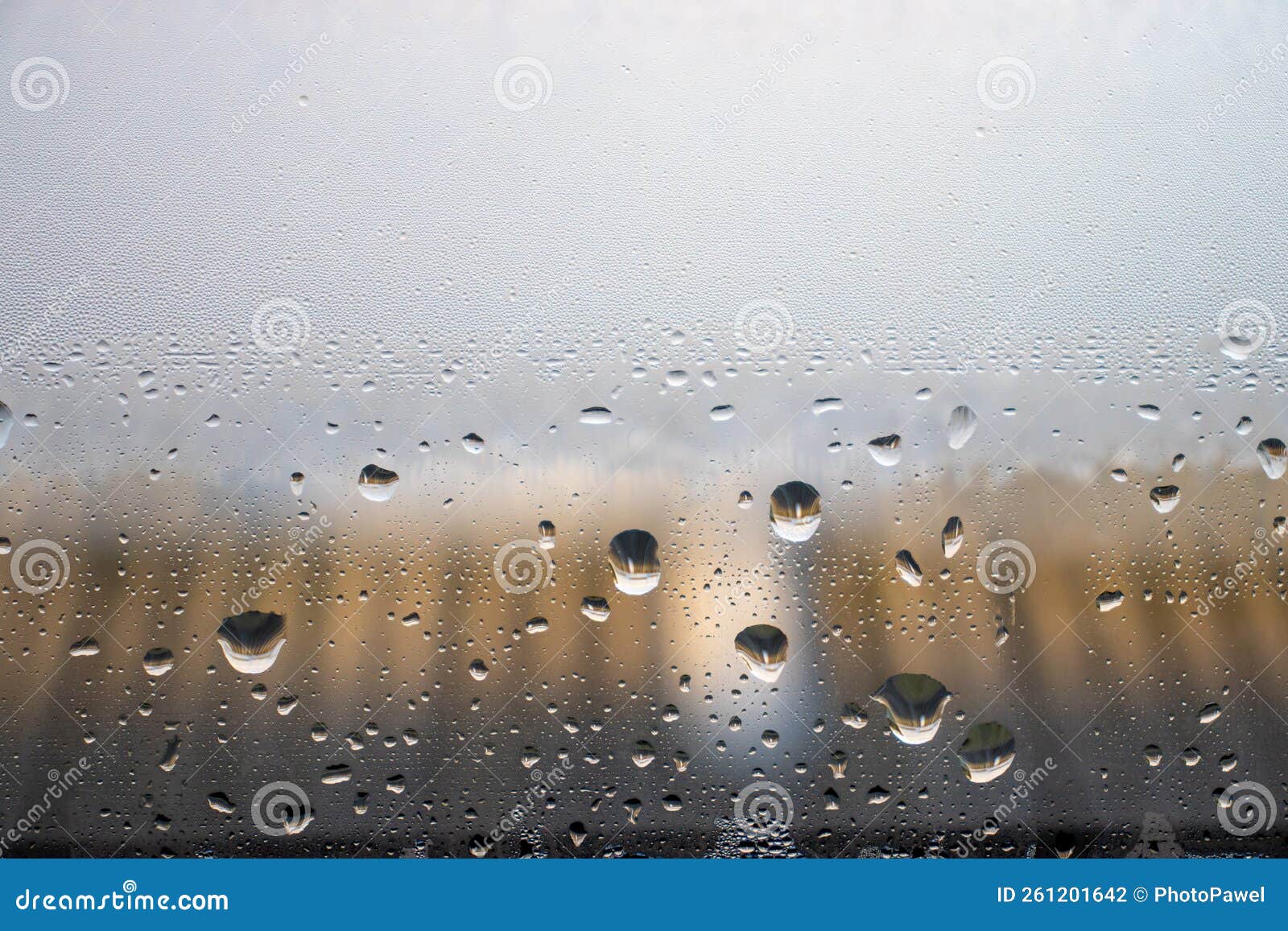 Window with Condensate or Steam after Heavy Rain Texture. Leaky Window ...