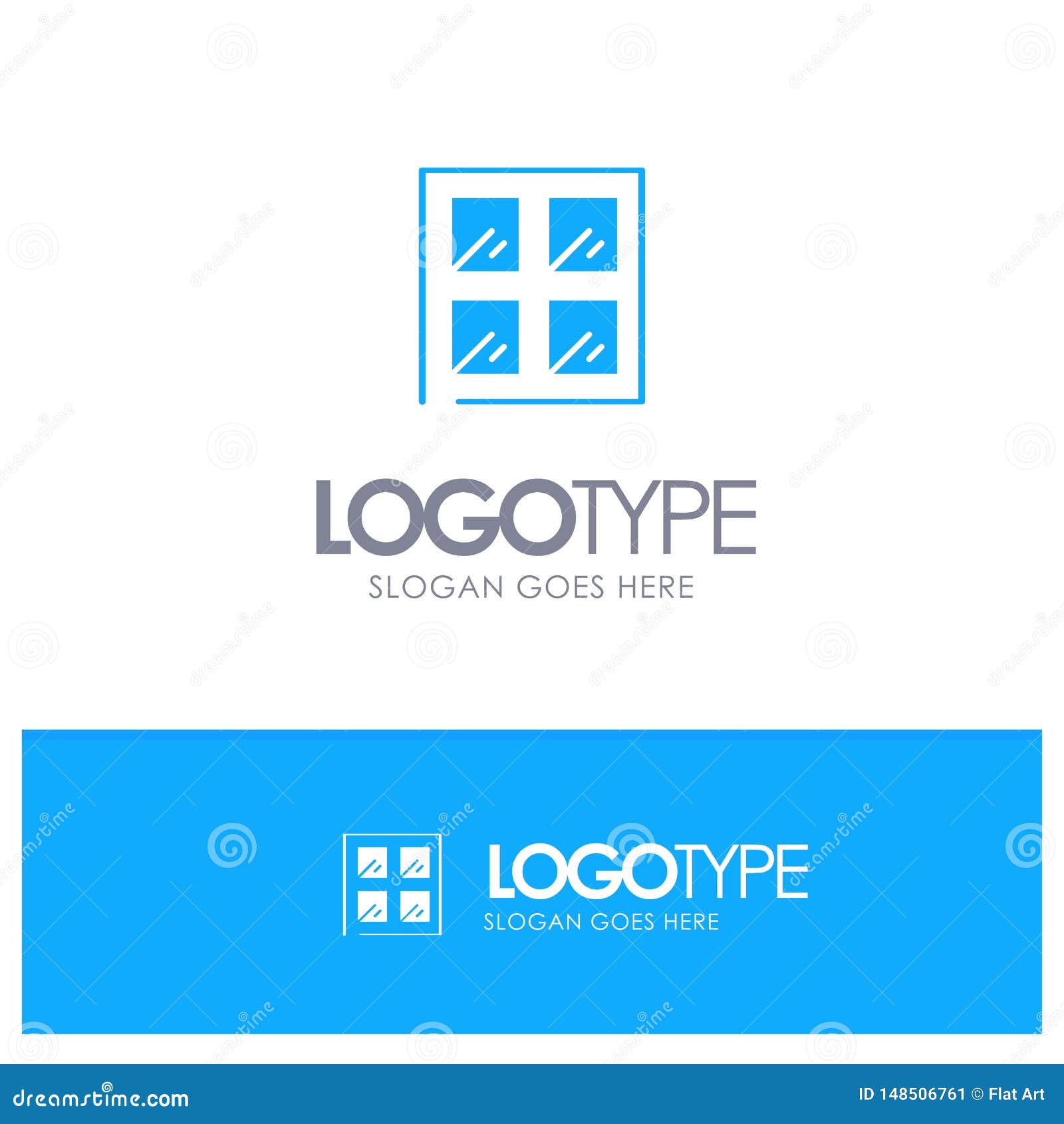 Window, Construction, Building Blue Solid Logo with Place for Tagline ...