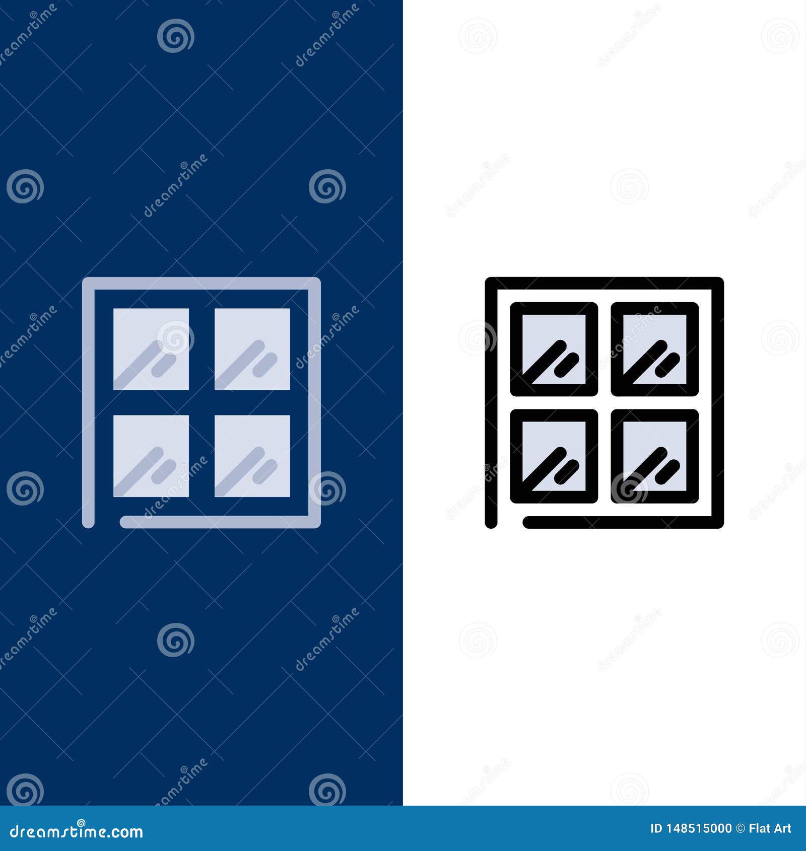 Window, Construction, Building Icons. Flat and Line Filled Icon Set ...
