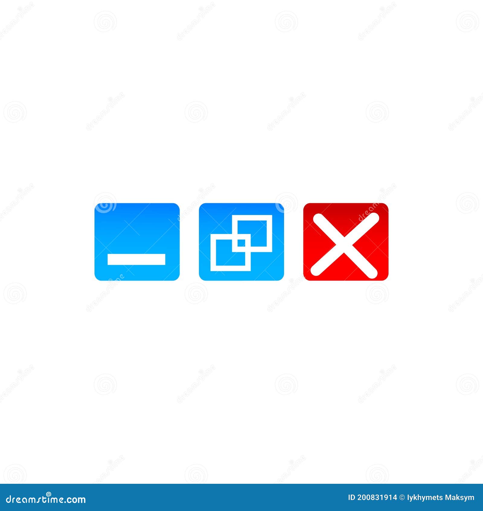 Window Control Buttons Flat Style on White Background, Vector Stock ...