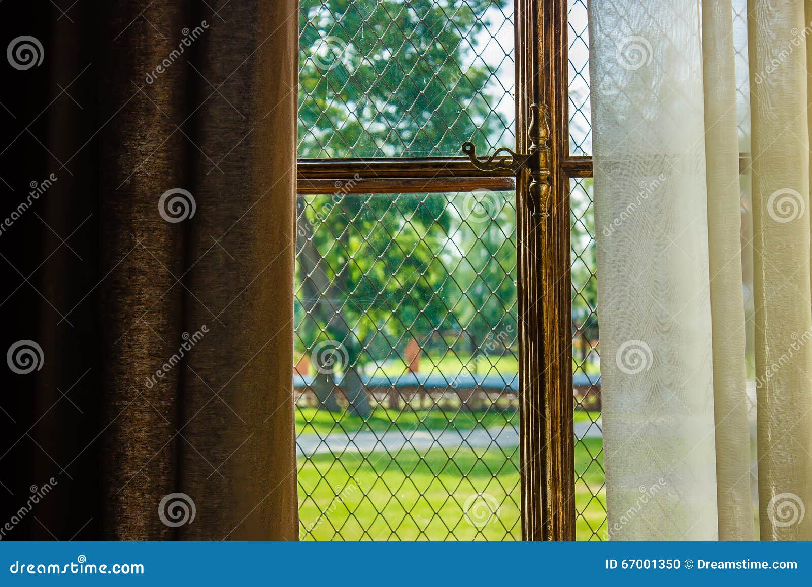 Window Covered with Curtains with Gilded Window Frame, Luxury Vi Stock ...
