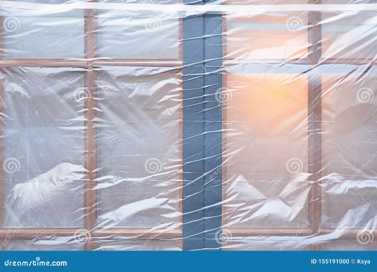 Window Covered with Plastic Film Stock Photo - Image of opaque, frame ...