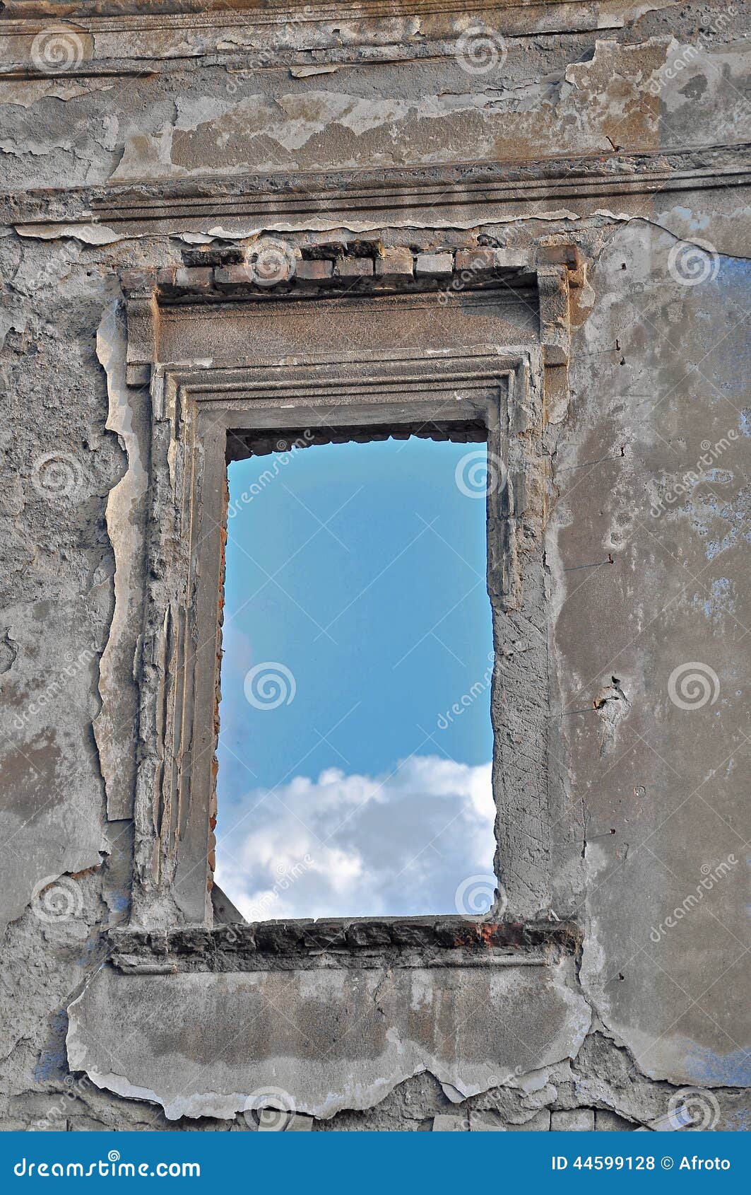 Window in crumbling wall stock photo. Image of industrial - 44599128