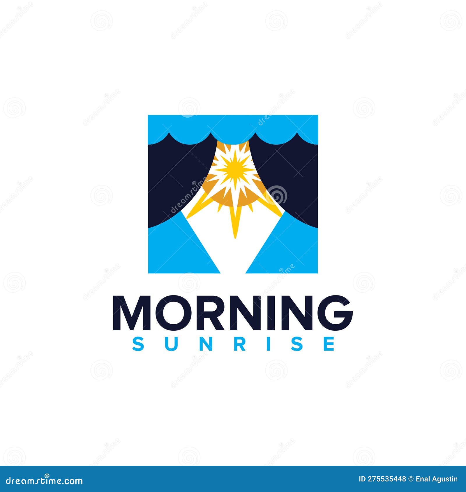 Window Curtain Hotel Sunrise View Logo Design Stock Vector ...