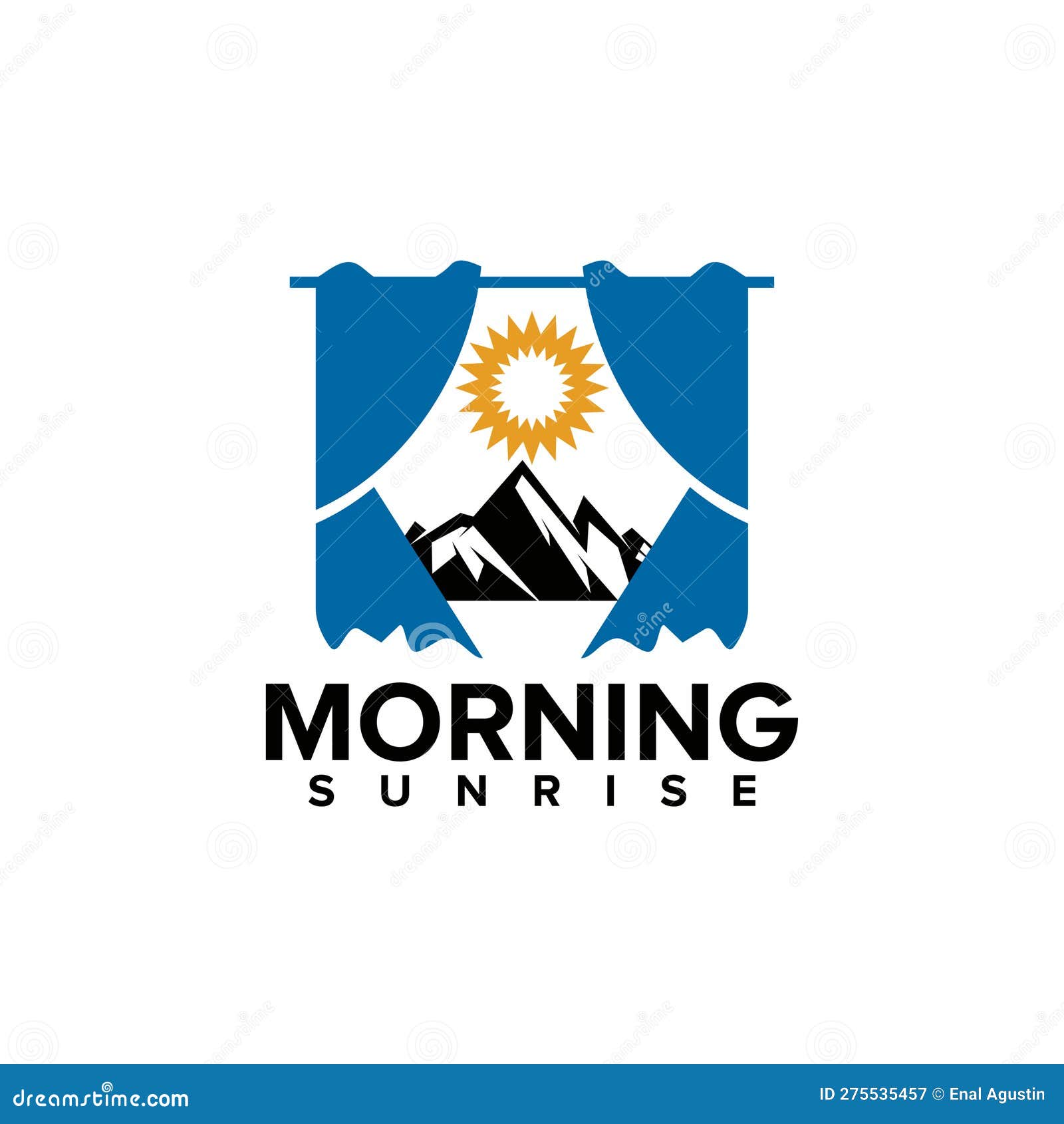 Window Curtain Hotel Sunrise View Logo Design Stock Vector ...