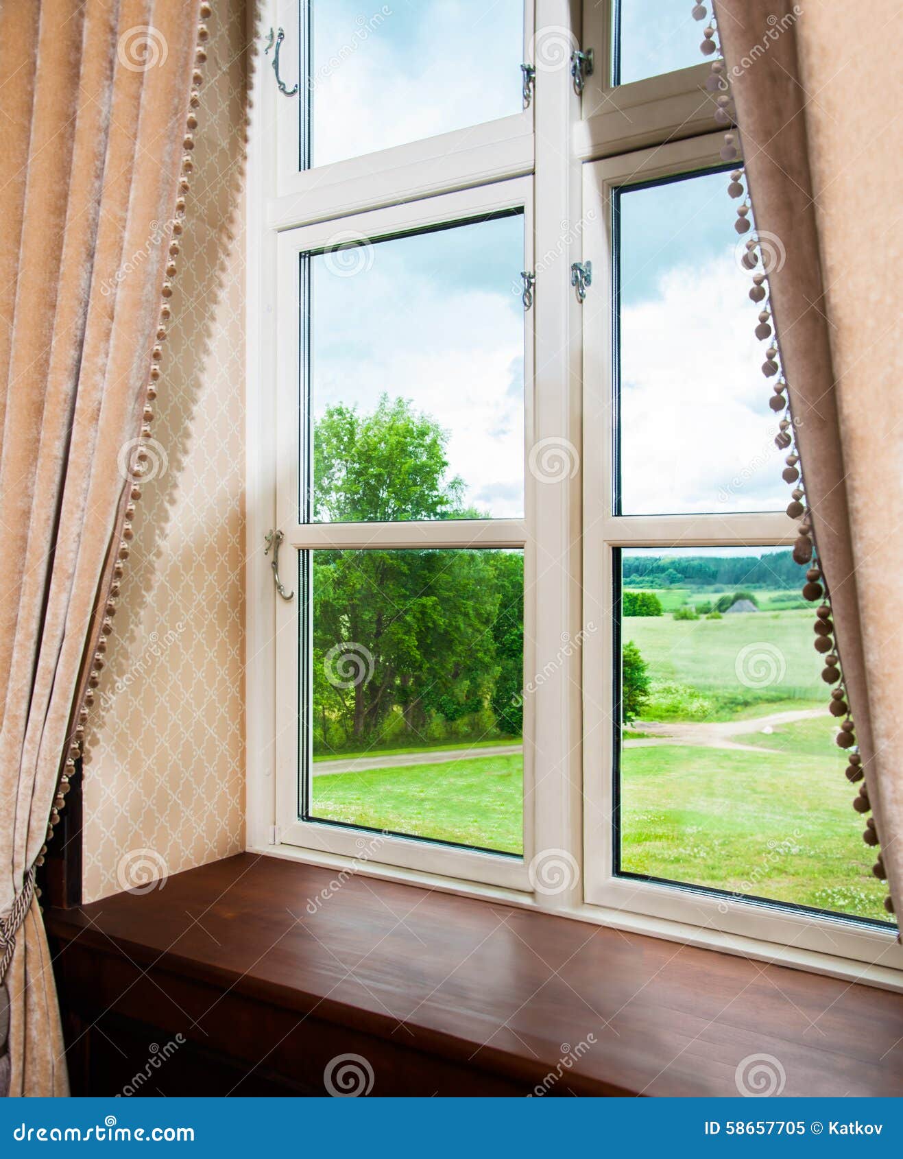 Window with curtains stock image. Image of room, background - 58657705