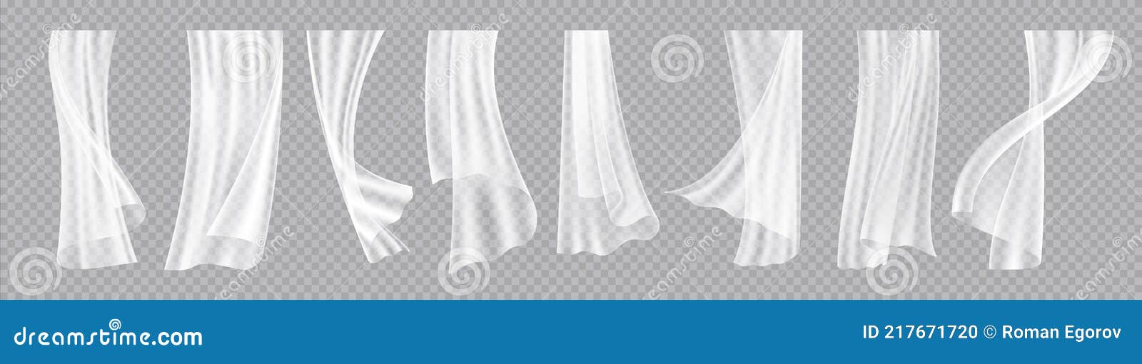 Window Curtains. Realistic Flowing Cloth with Wind Breeze Effect ...