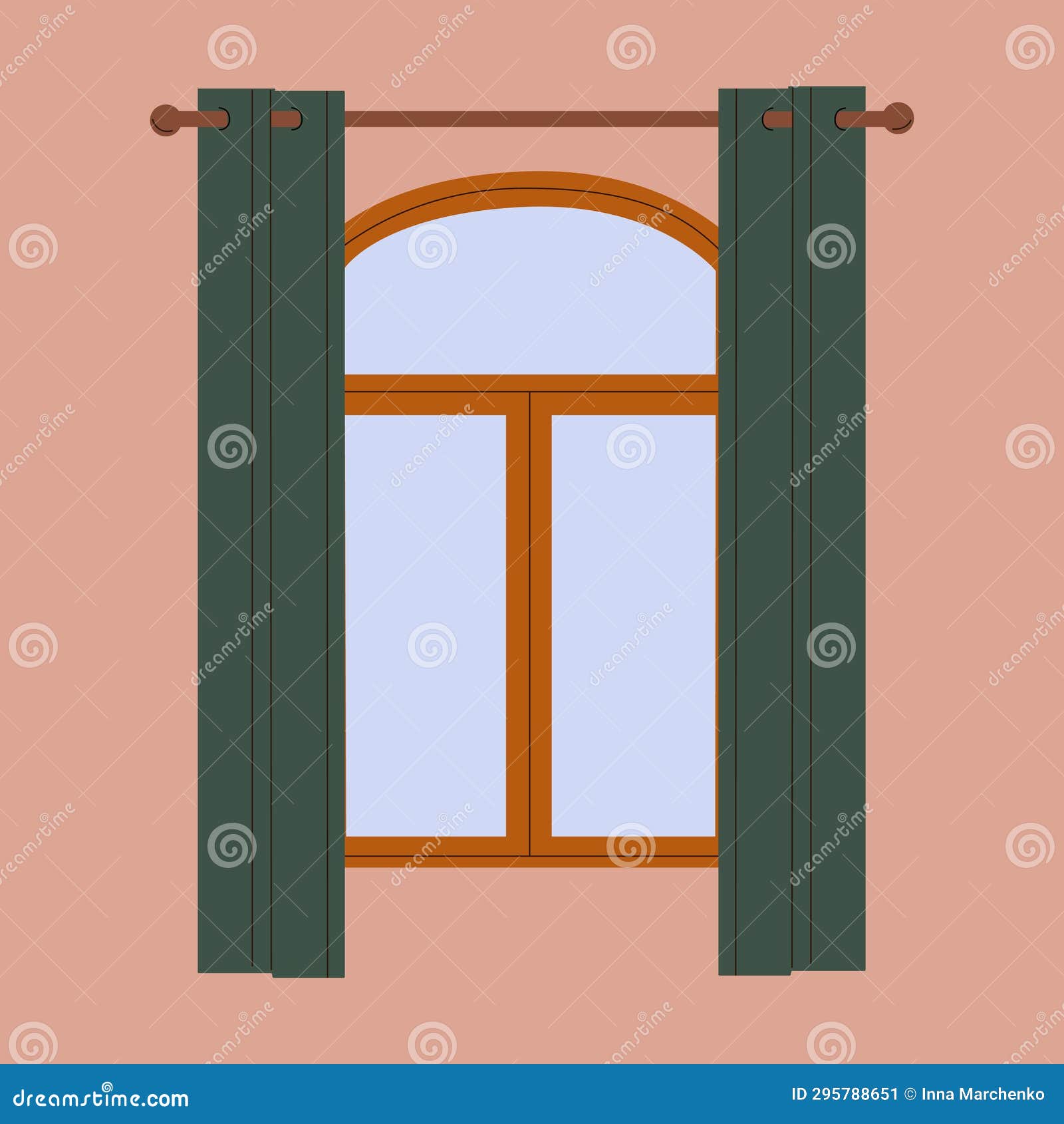 Cartoon Closed Window Curtains