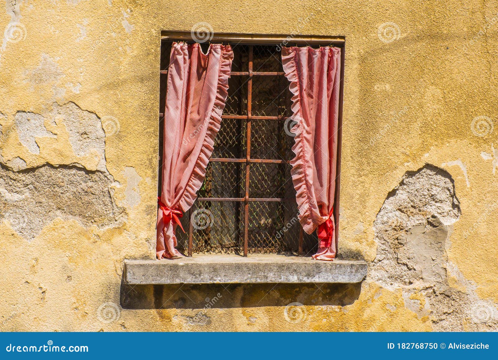 Window with curtains stock photo. Image of rusty, curtain - 182768750