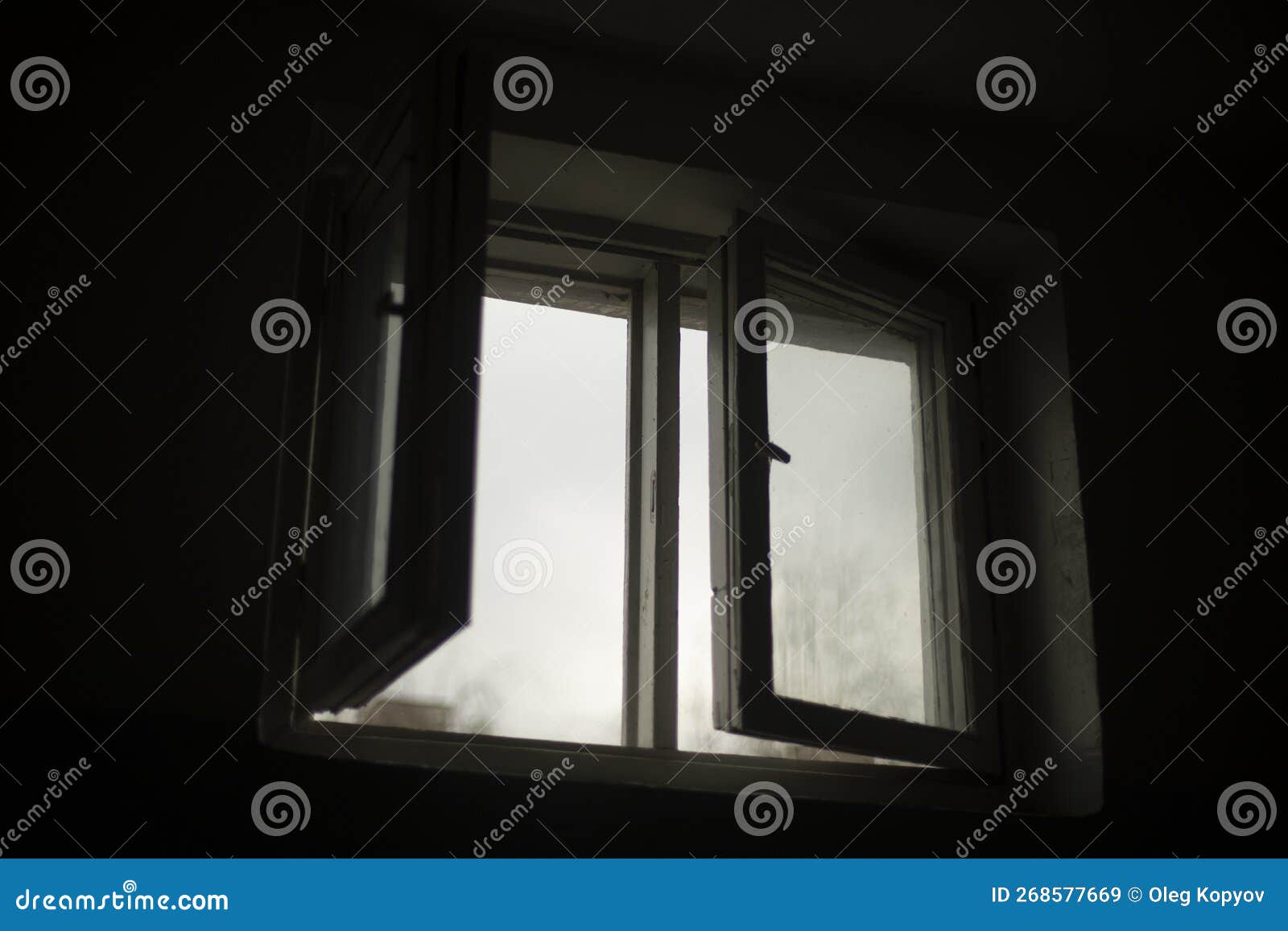 Window is in Dark. Open Window in Building Stock Image - Image of ...