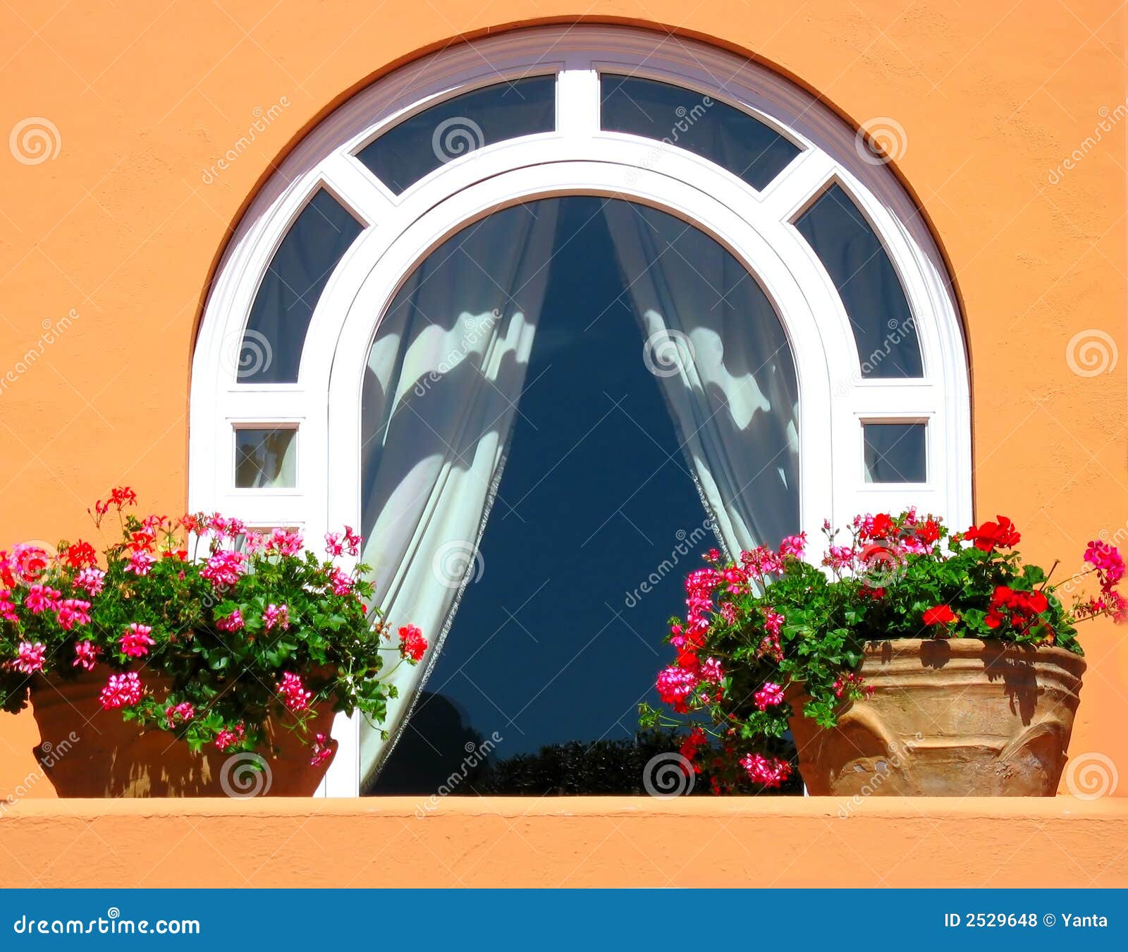 Window Decorated with Flowers Stock Photo - Image of fragment, family ...