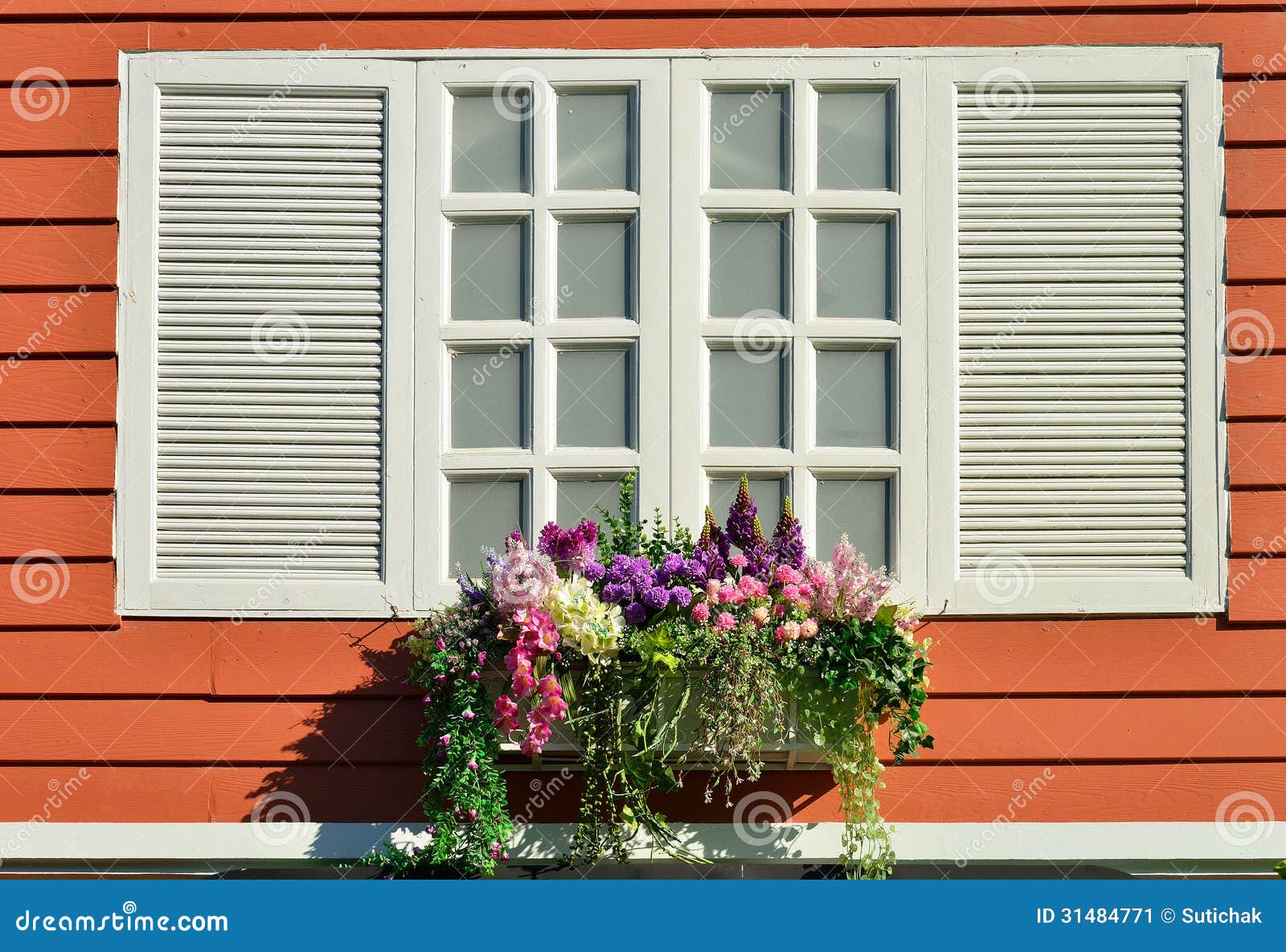 Window Decorated with Flowers Stock Image - Image of glass, flowers ...