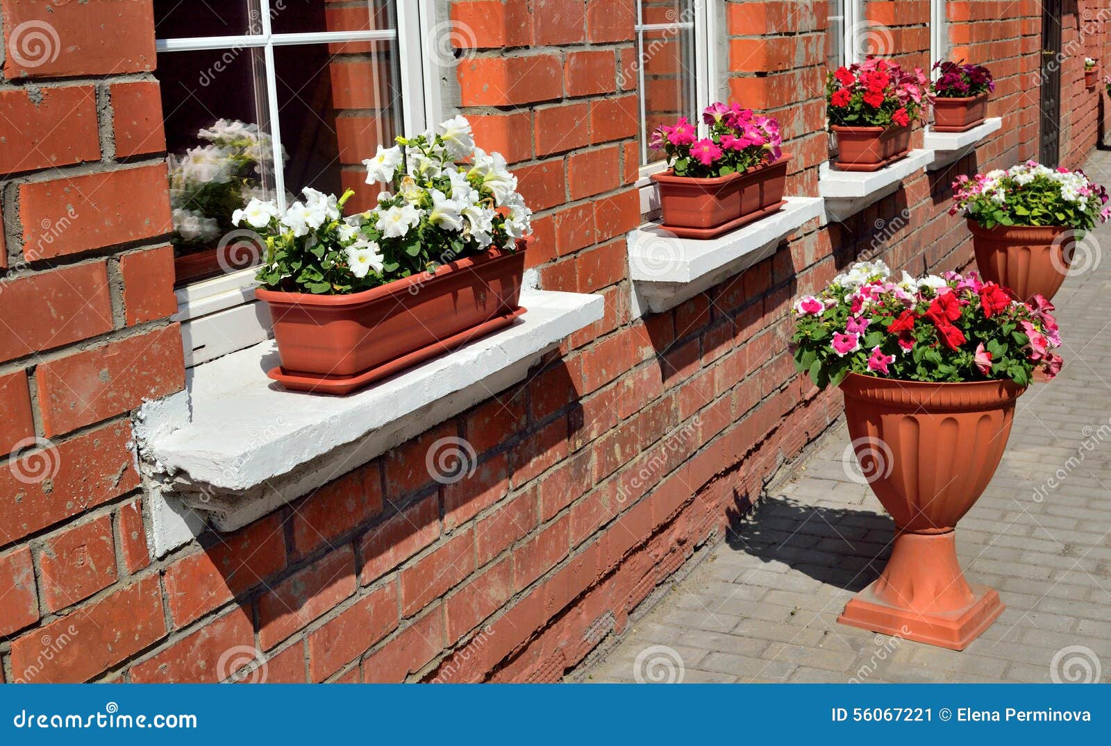 Window Decoration with Flowers Stock Image - Image of floor, street ...
