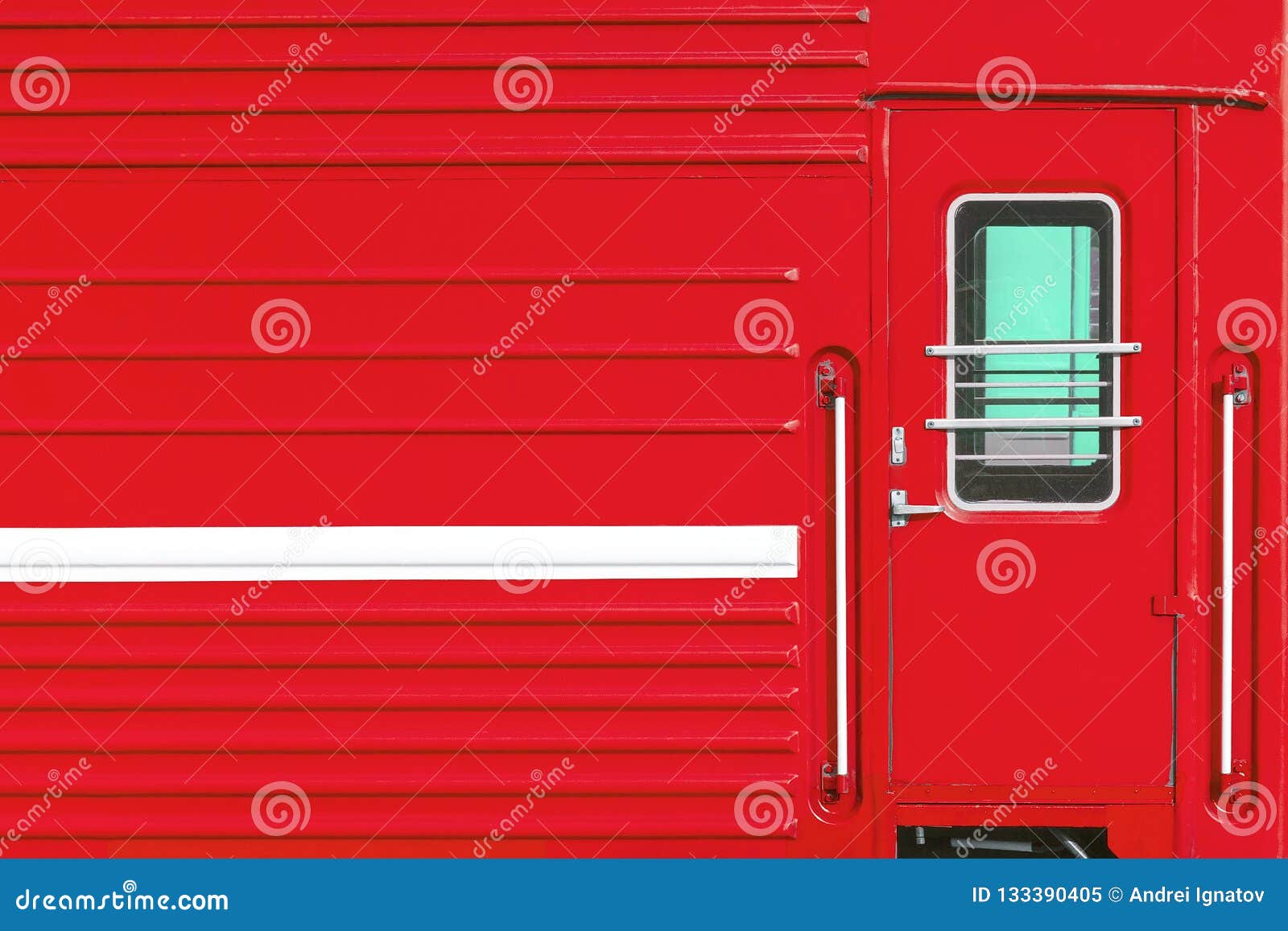 Window and Door of the Red Locomotive Wagon Stock Image - Image of ...