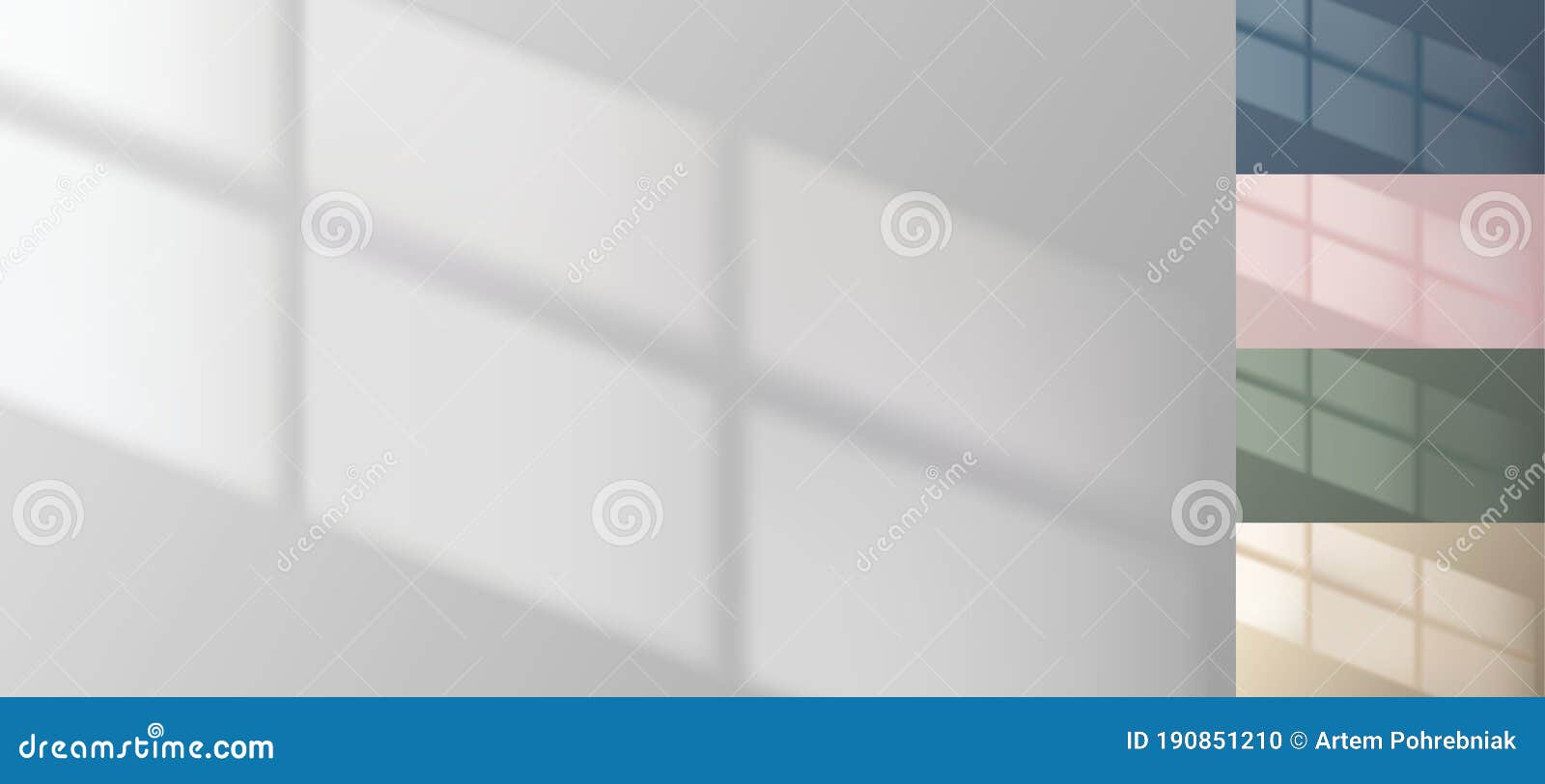 Window Drop Shadow on Empty Wall. Minimal Background. Pink, Blue, Green ...