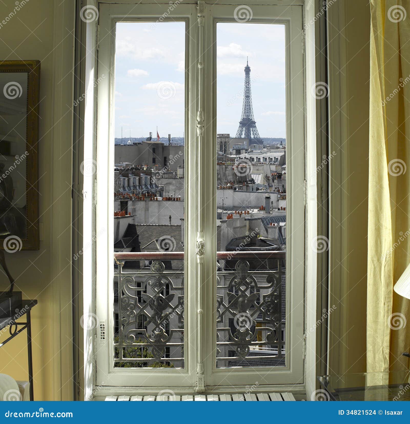Window with Eiffel Tower in Paris Stock Photo - Image of eiffel ...
