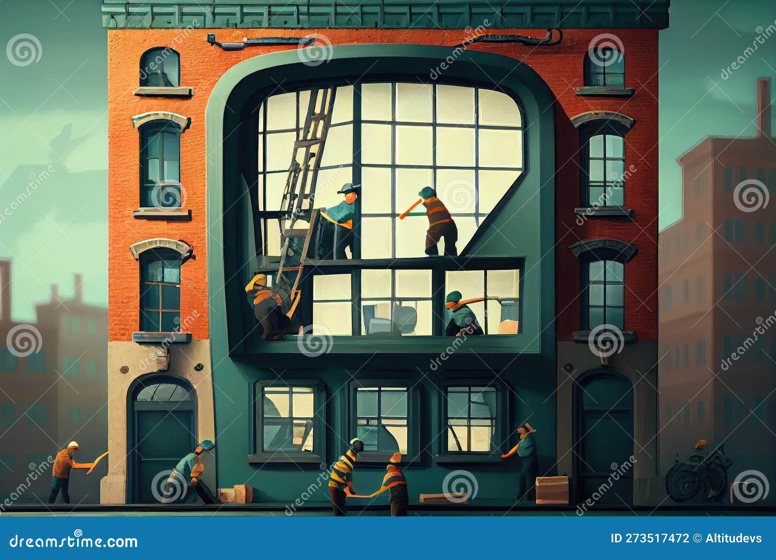 Window Factory, with Workers Assembling Window Frames and Installing ...