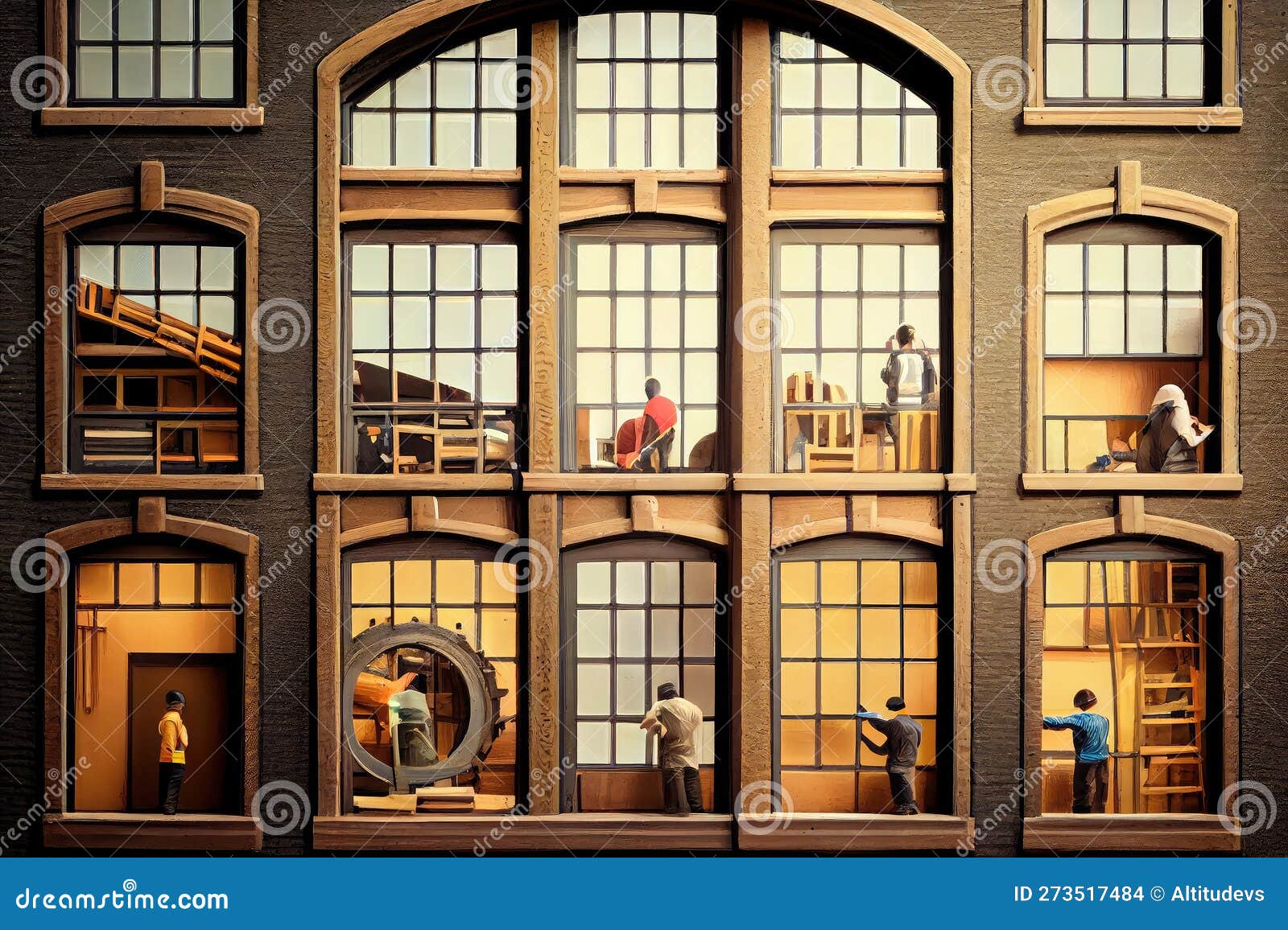 Window Factory, With Plastic Windows Being Produced On Conveyor Belt ...