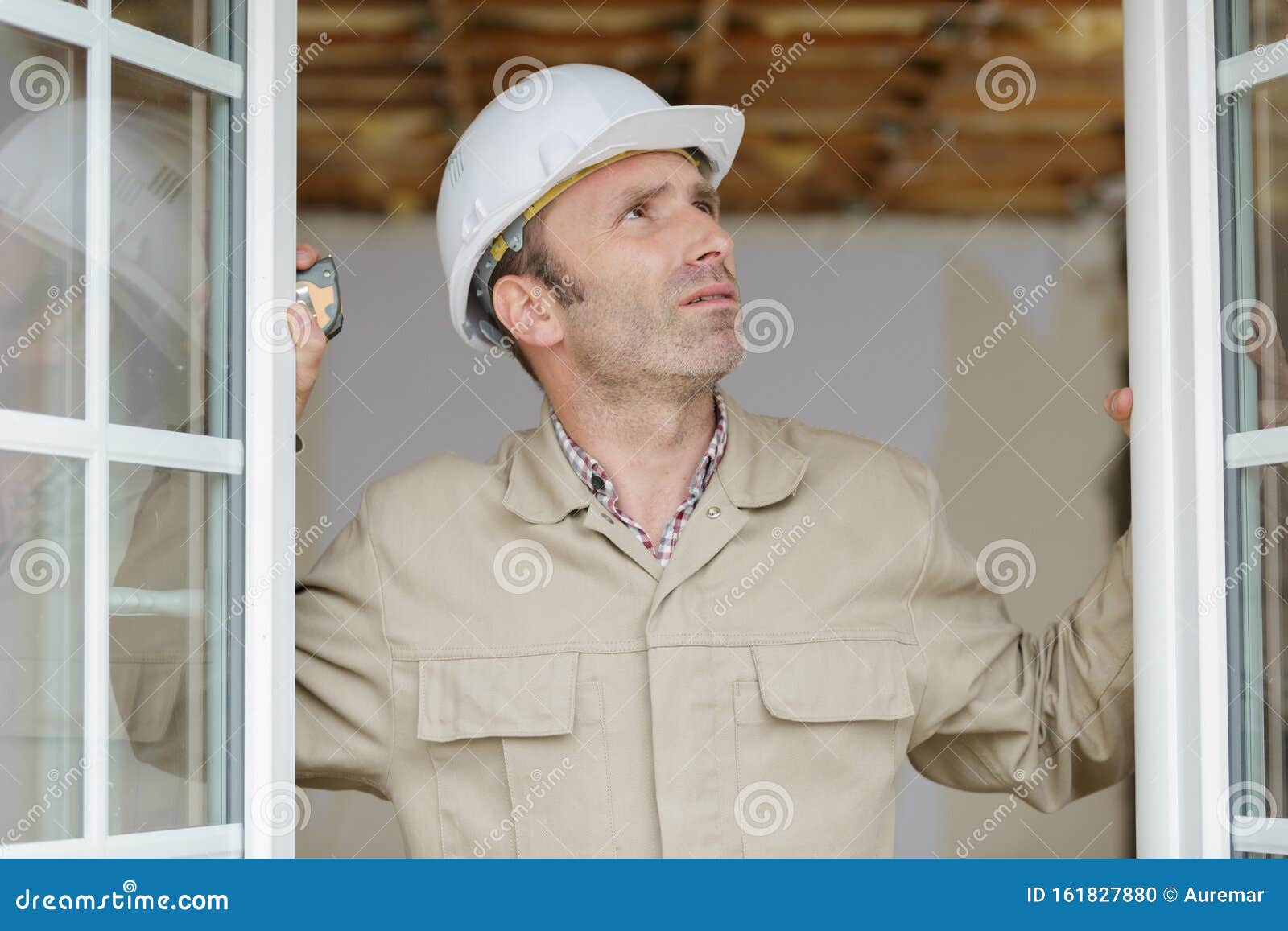 Window Fitter Checking Installation Stock Photo - Image of improvement ...