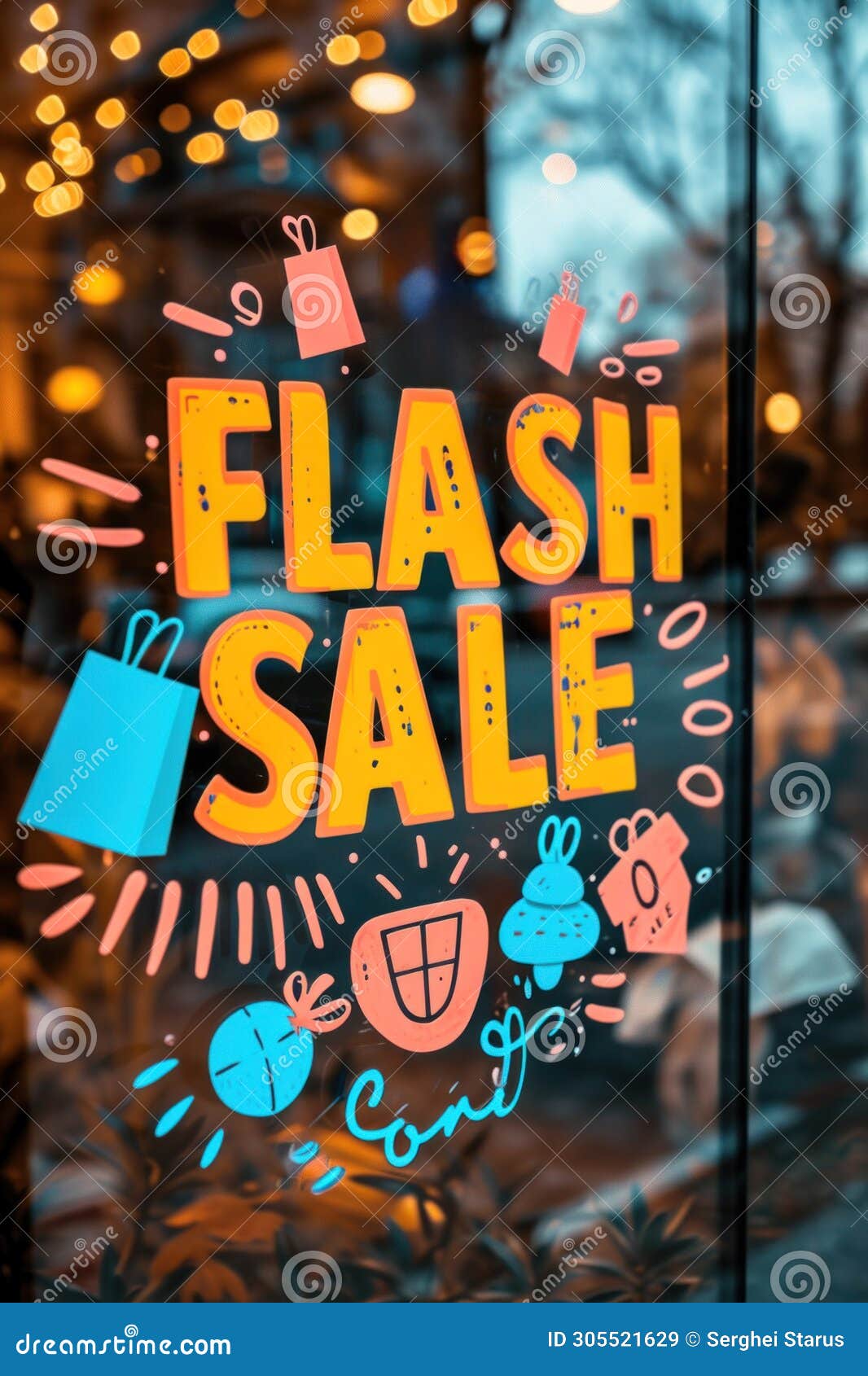 A Window with a Flash Sale Sign on it, AI Stock Illustration ...