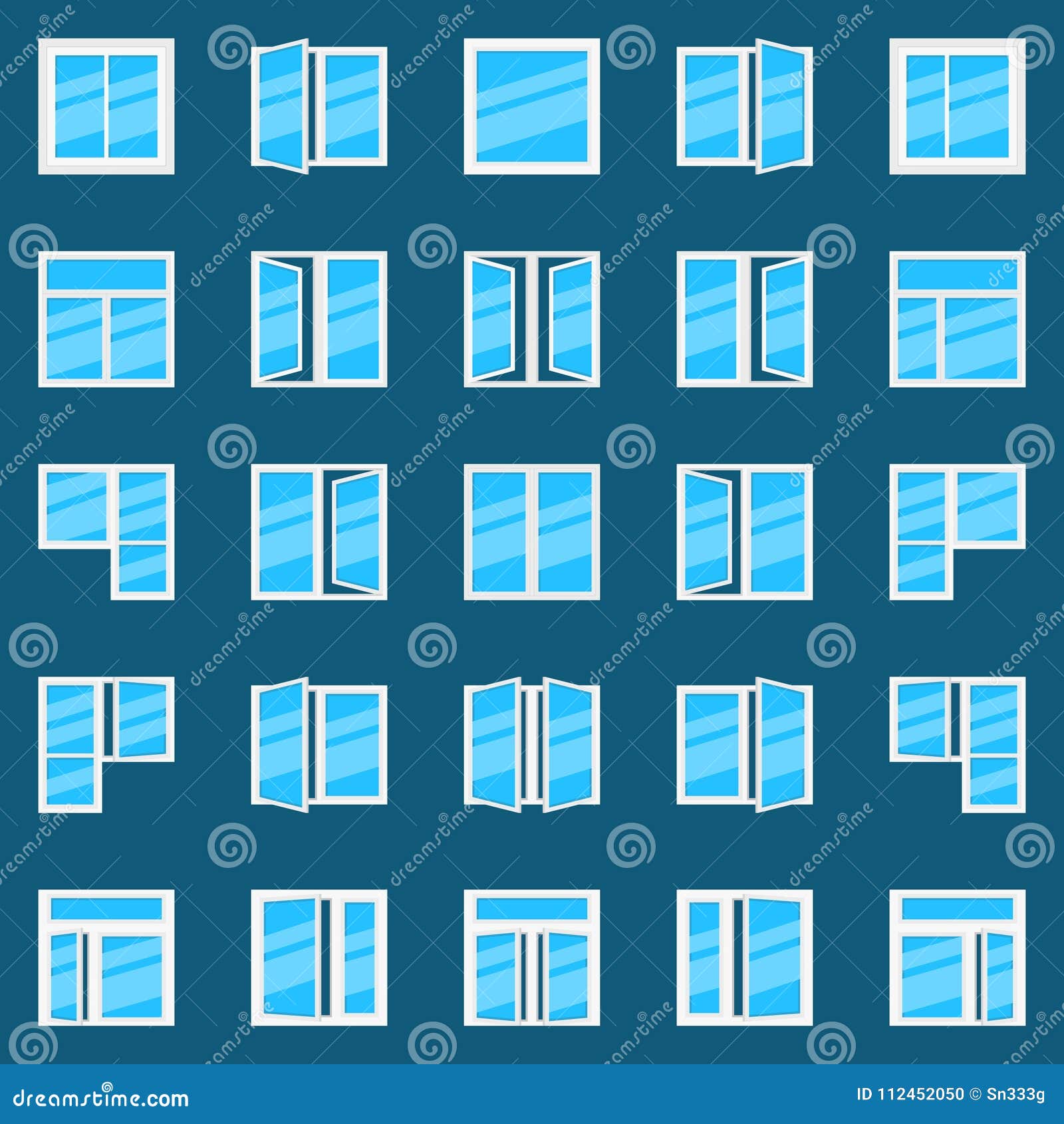 Window Flat Icons. Vector Set of Plastic Windows Symbols Stock Vector ...