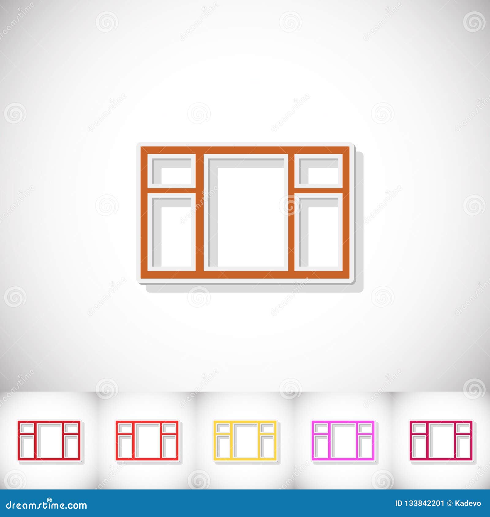 Window. Flat Sticker with Shadow on White Background Stock Vector ...